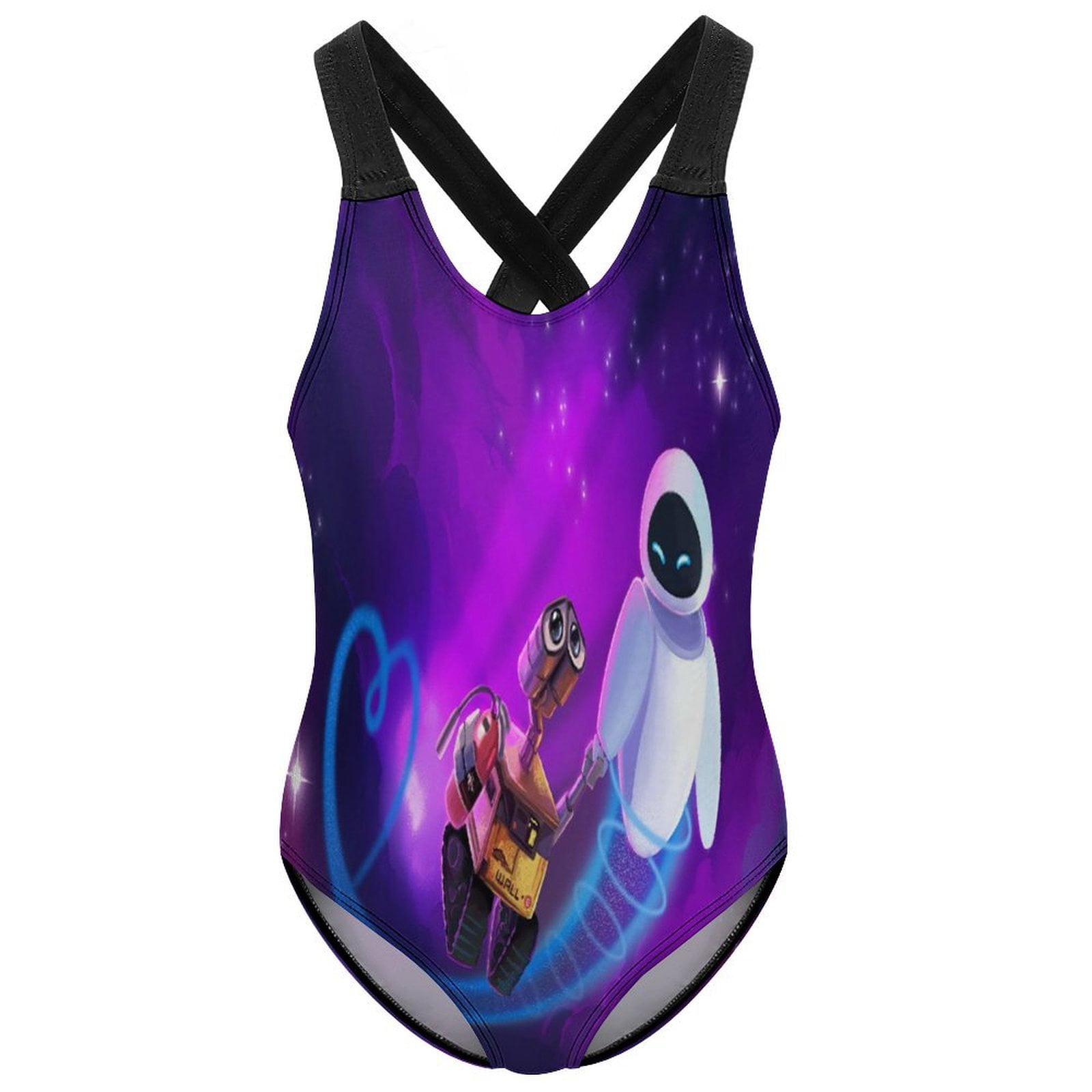 Wall-,E One Piece Swimsuit for Girls Crewneck Sleeveless Back Cross ...