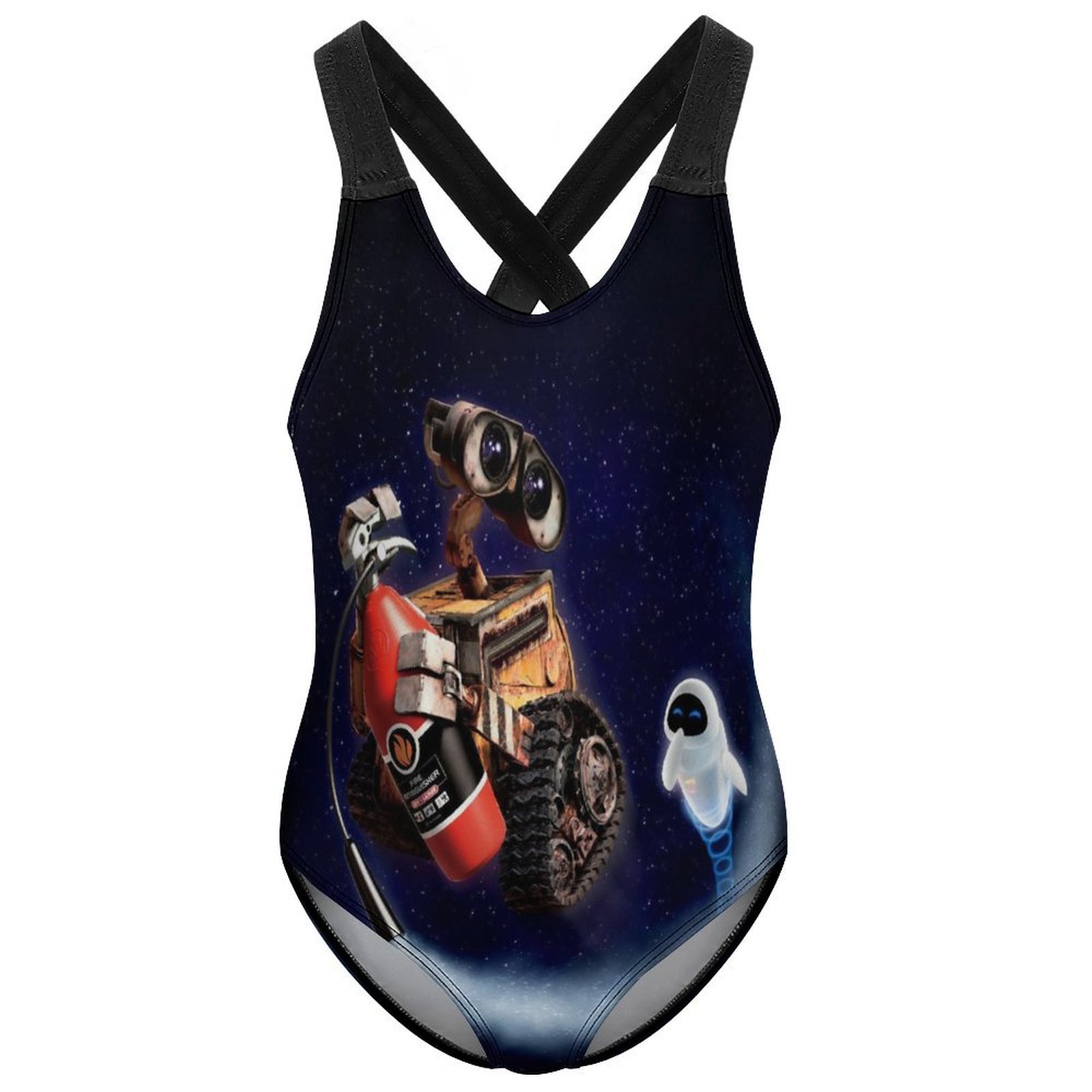 Wall-,E One Piece Swimsuit for Girls Crewneck Sleeveless Back Cross ...