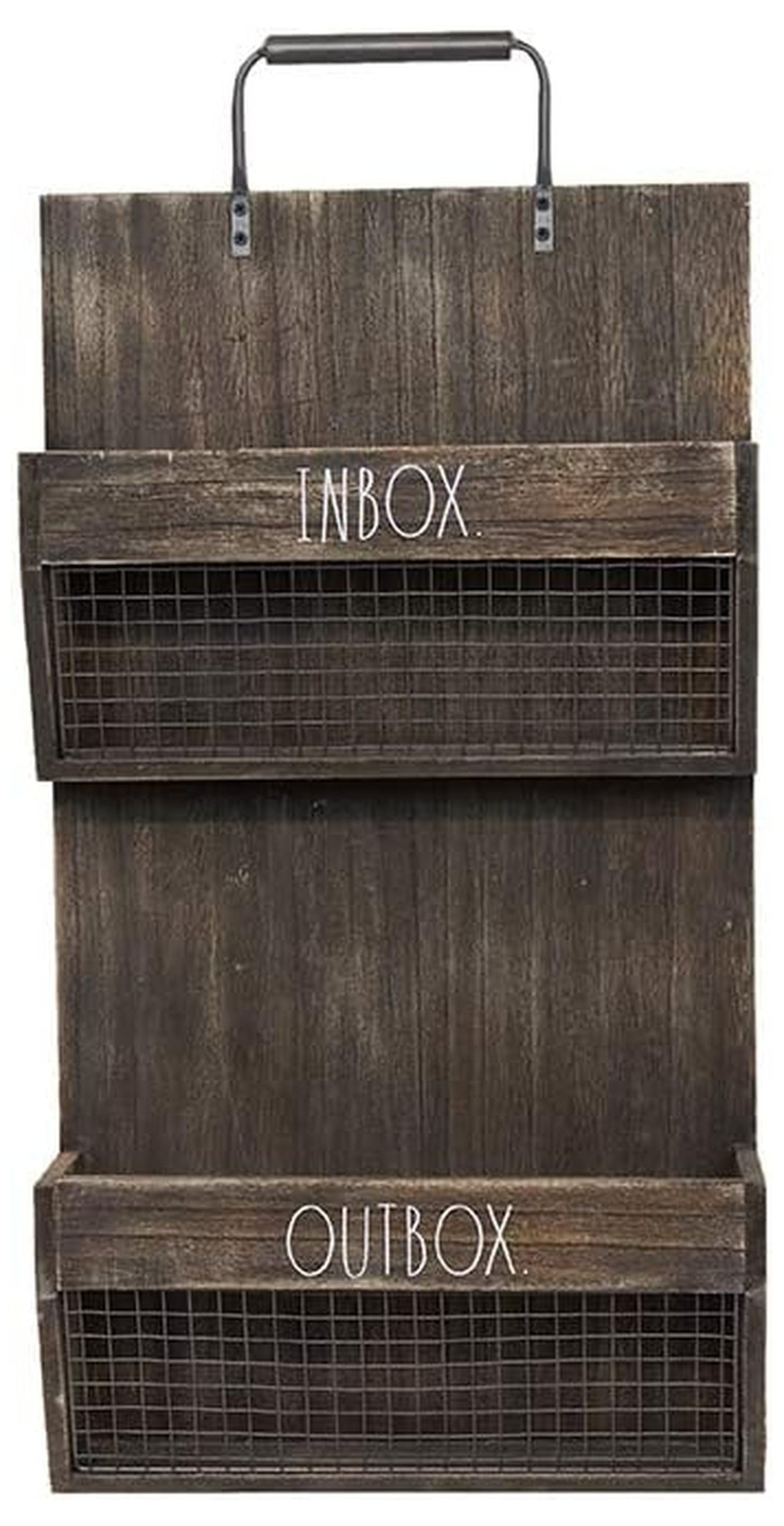 Wall File Holder – 2 Tier Vintage Wooden Inbox and Outbox with ...