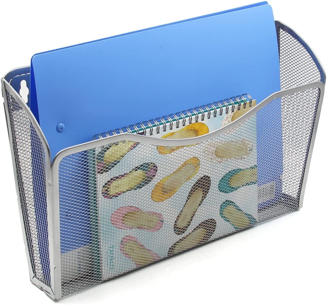 Wall File Holder Hanging Organizer Wall Bookshelf Storage Rack Metal ...