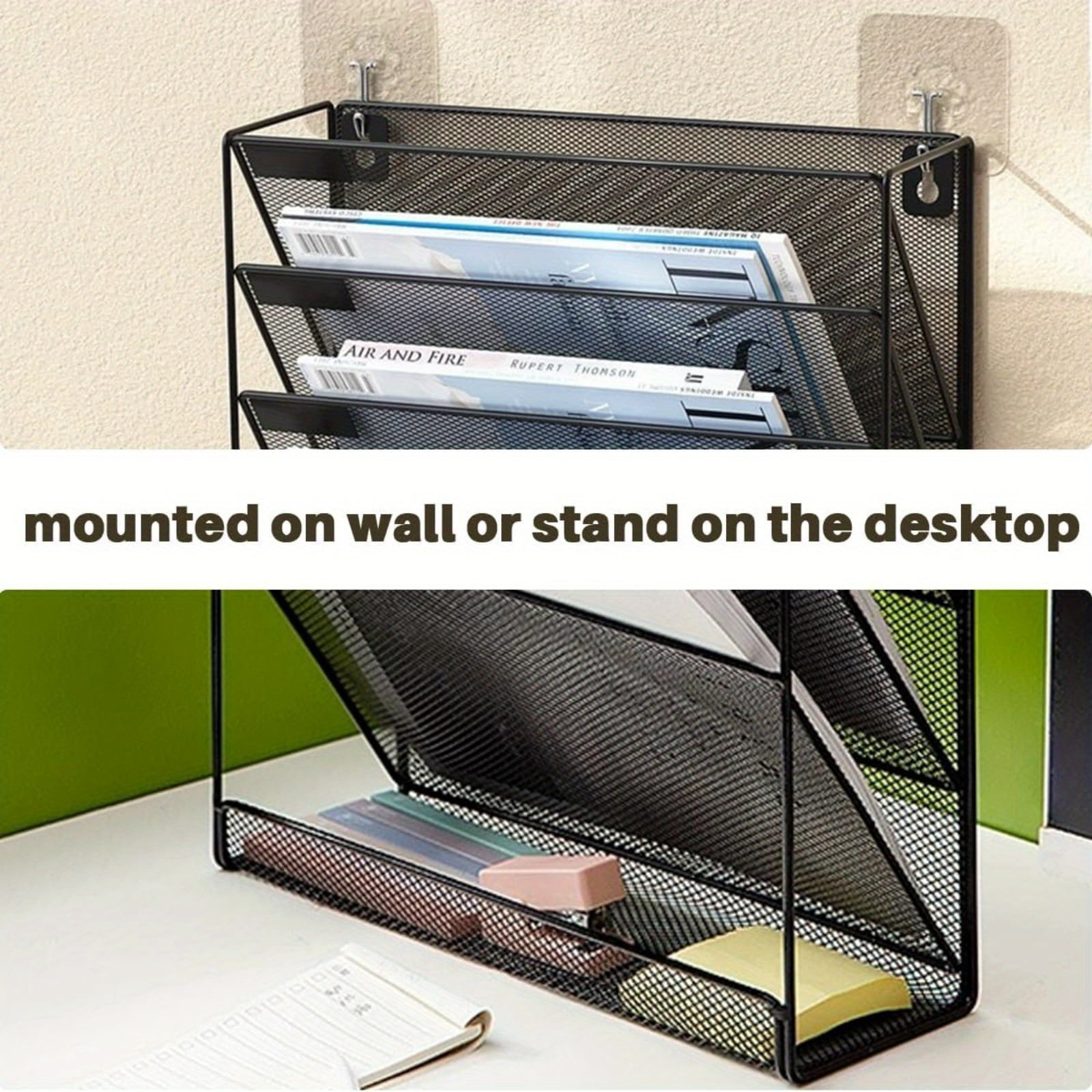 Wall File Holder Organiser Wall Mounted Magazine File Rack - 6 Tier ...