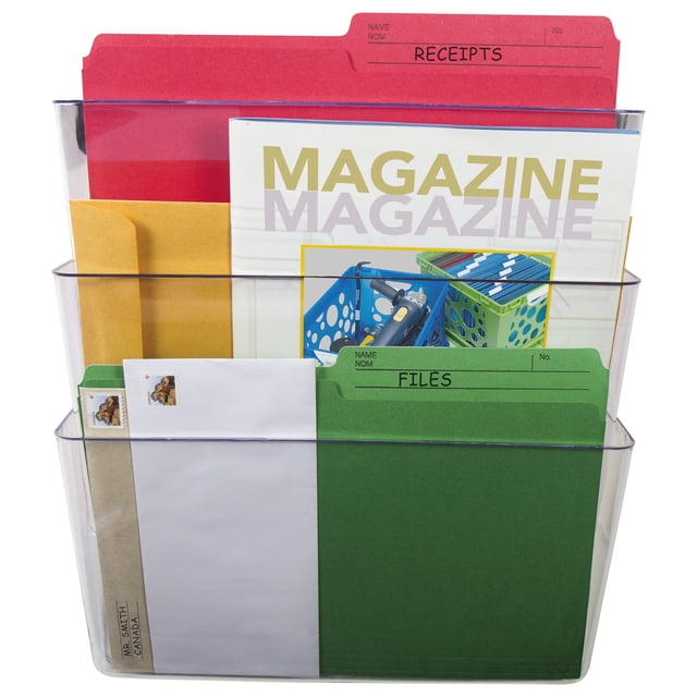 Wall File, Letter, 13 X 14, Three Pocket, Clear | Bundle of 5 Packs ...