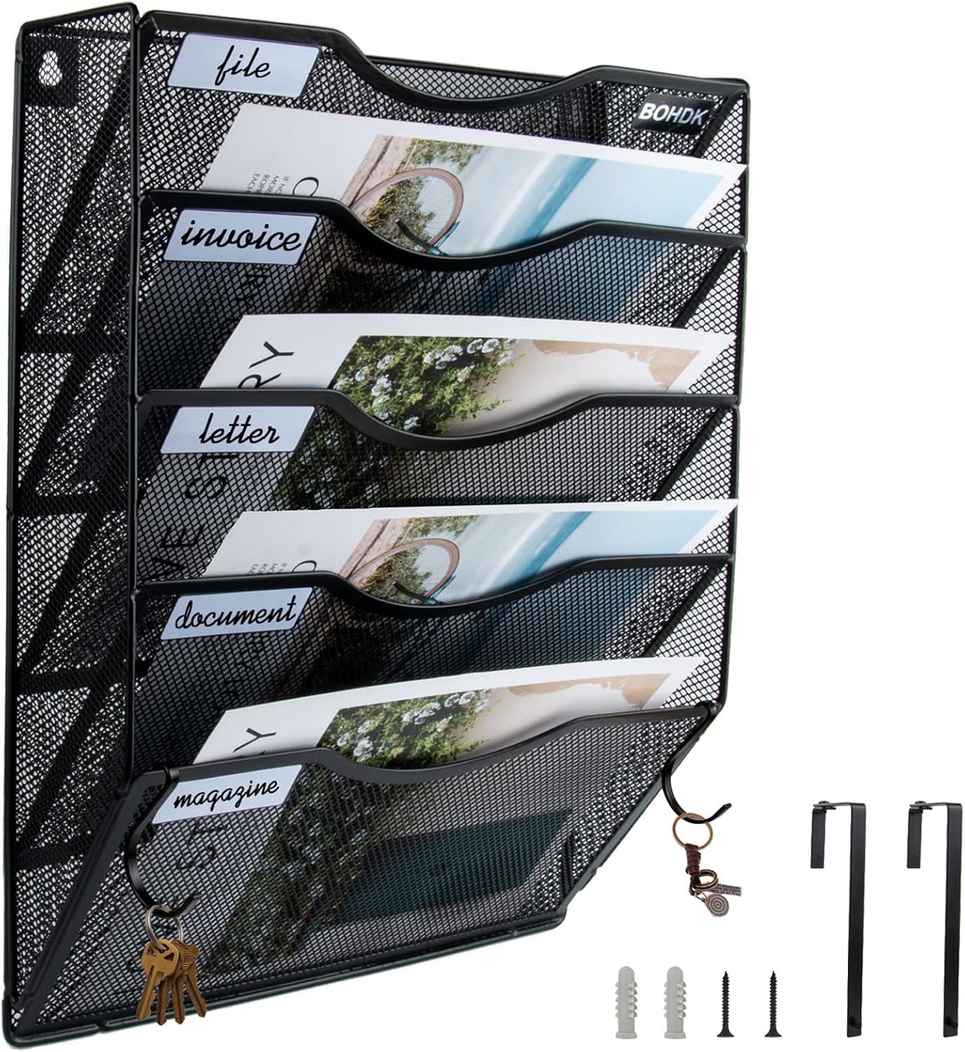 Wall File Organizer, 5 Tire Hanging File Folder Organizer, Vertical ...
