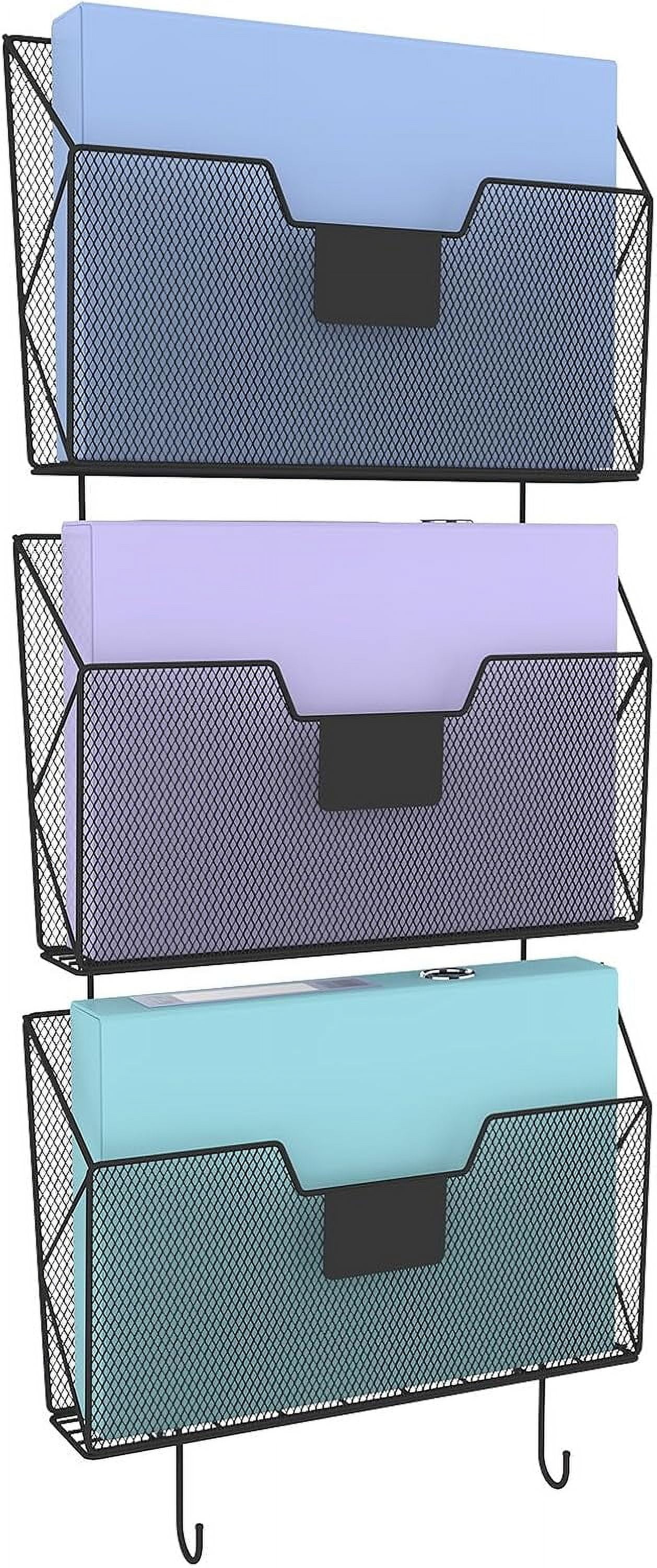Wall File Organizer for Office Hanging Wall File Holder and Basket Set ...