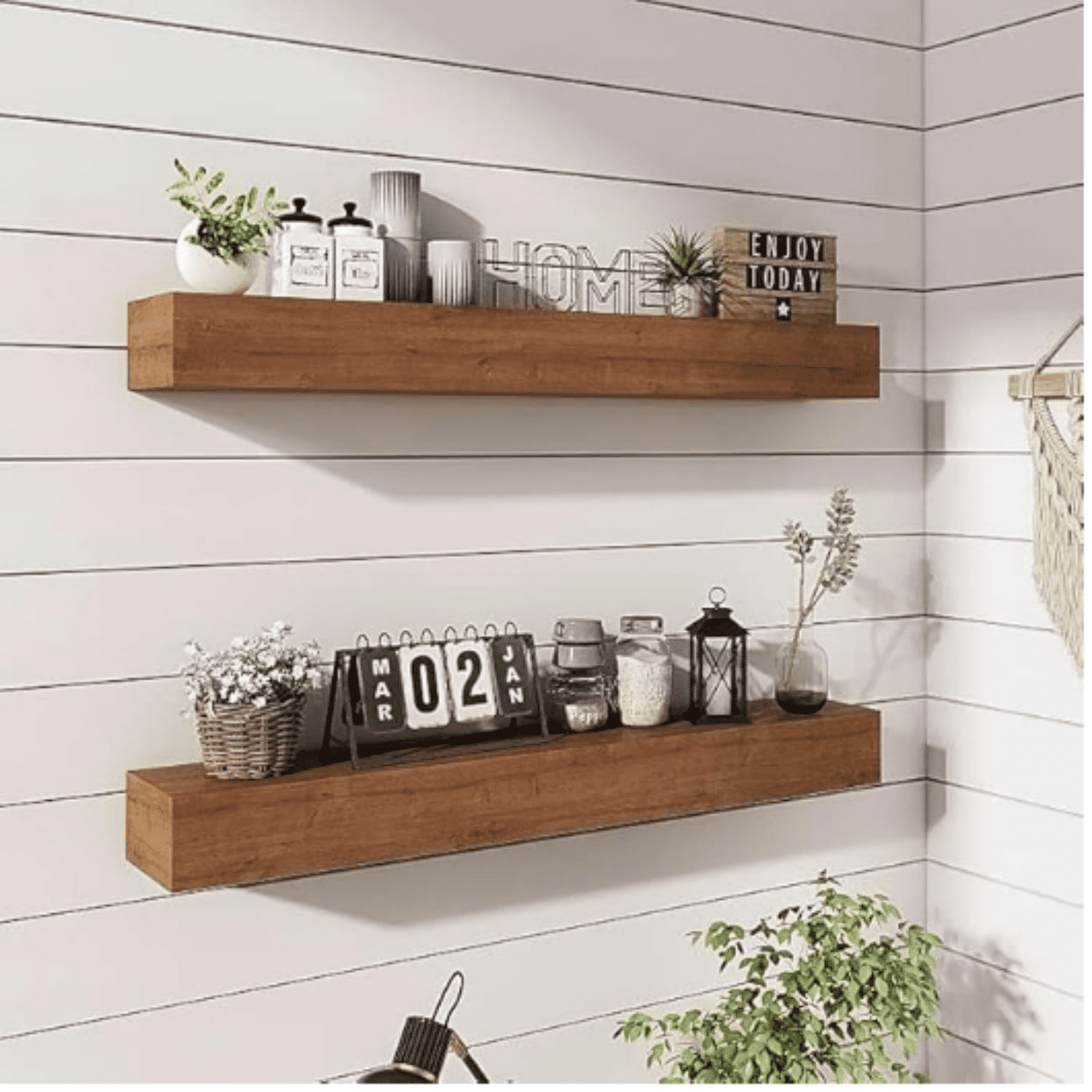 Wall Floating Shelves, Rustic Wood Shelf for Wall Mounted - Wooden ...