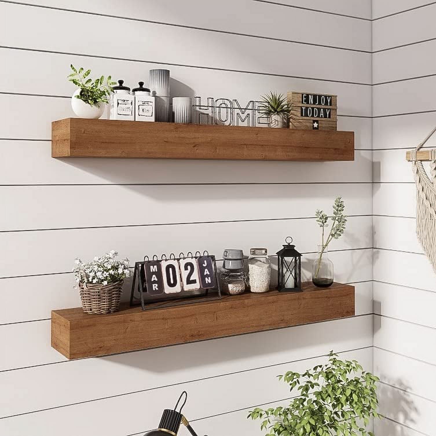 Wall Floating Shelves, Rustic Wood Shelf for Wall Mounted - Wooden ...