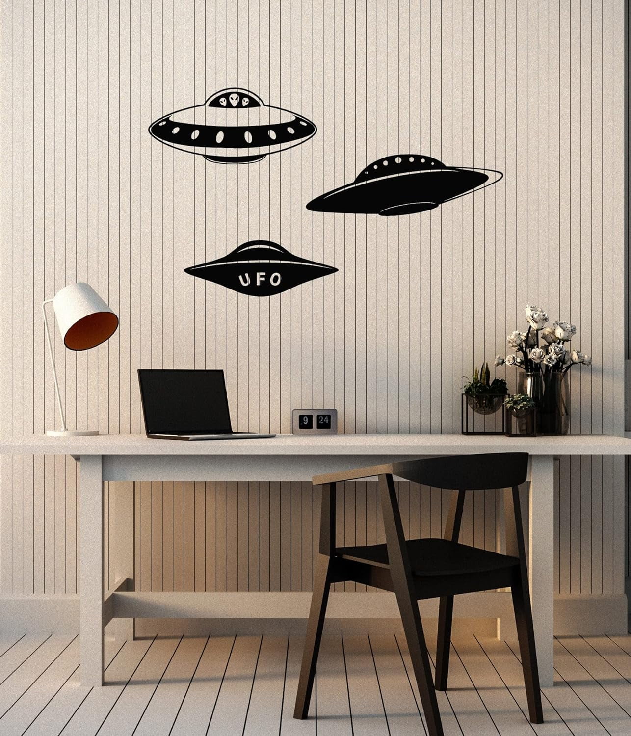 Wall Flying UFO Alien Spaceship Universe Space Stickers Mural Large ...