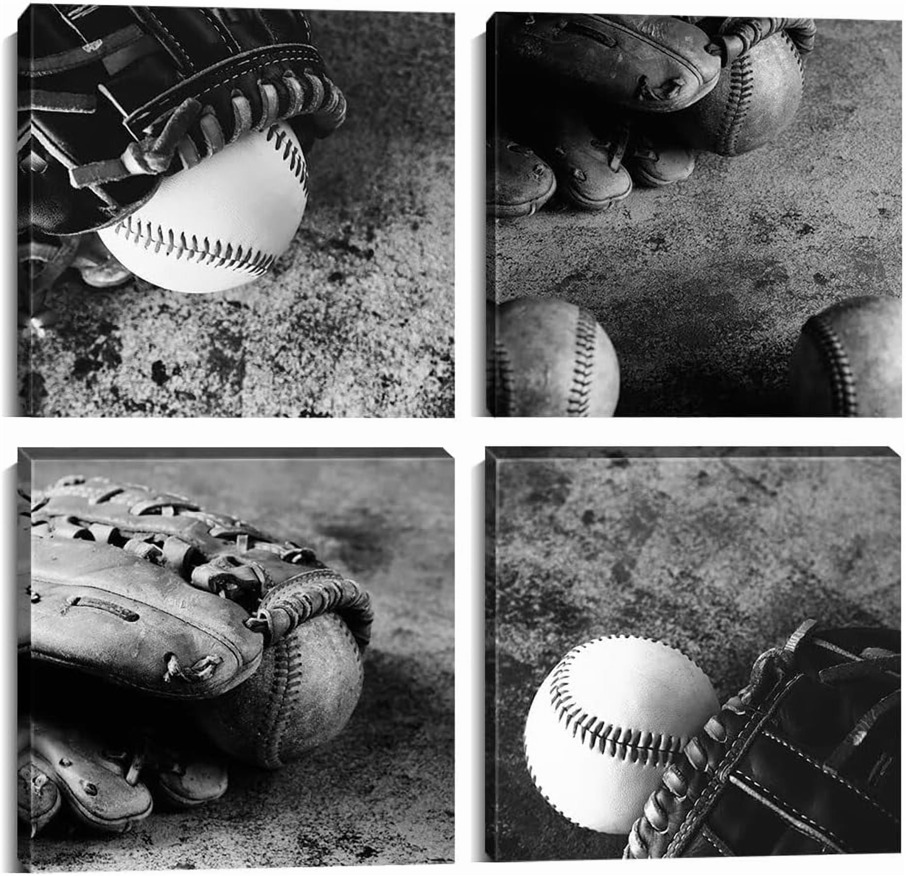 Wall HDQ Baseball Wall Art Sports Balls Wall Decor Baseball and Glove ...