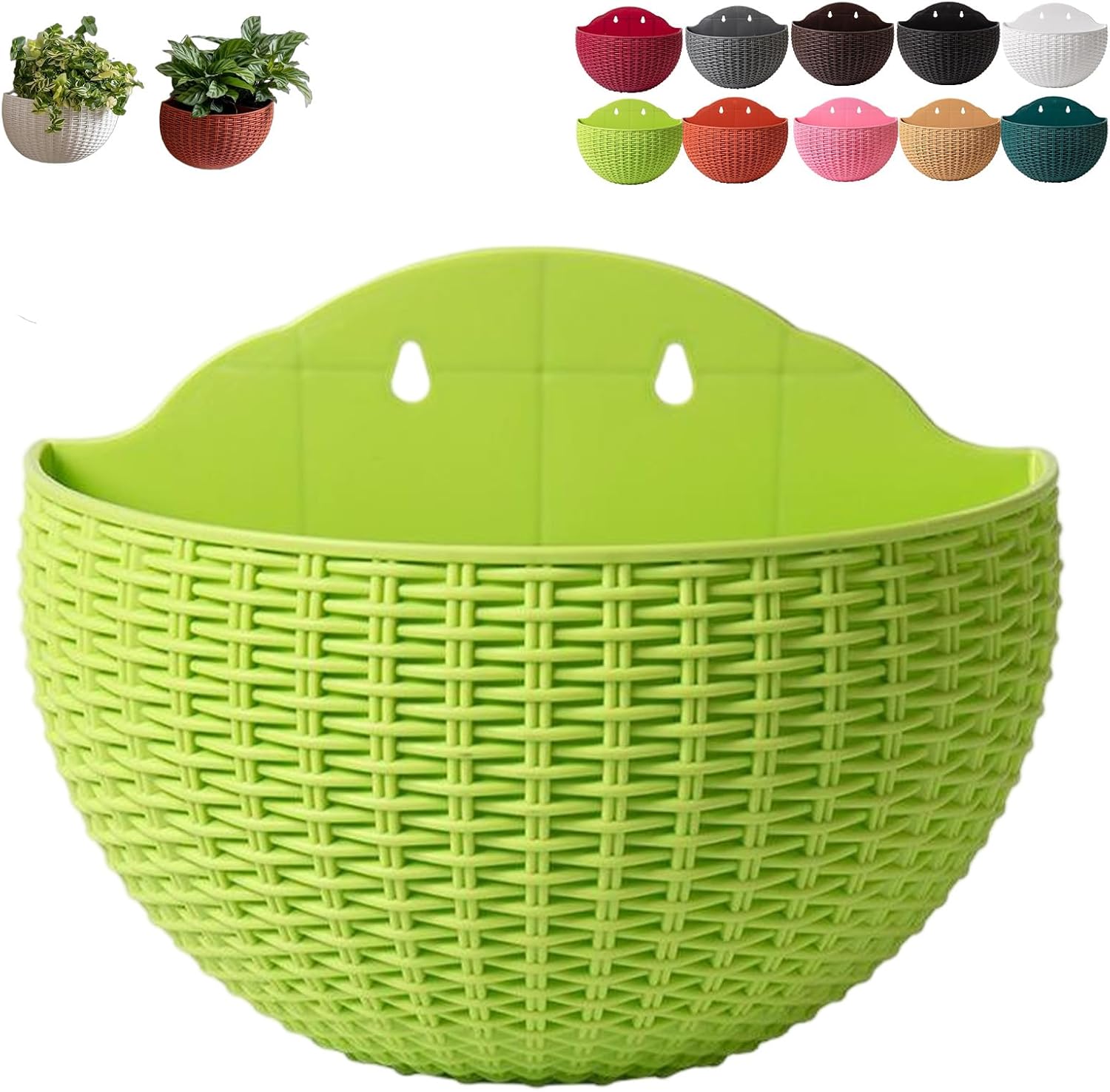 Wall Han-Ging Flowers Planter, Wall-Mounted Semicircular Flower Pot ...