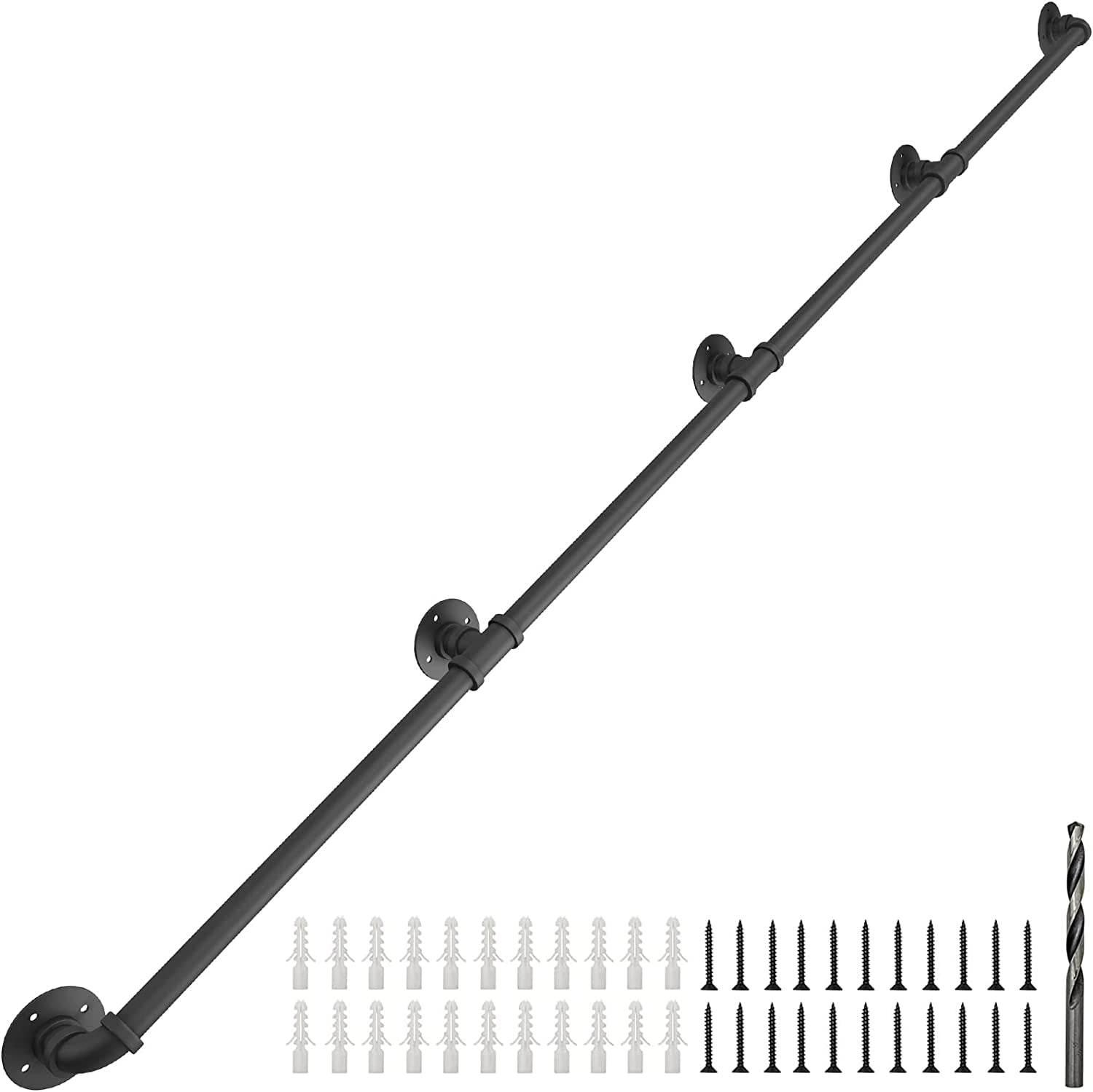 Wall Handrail 13FT/400CM, Industrial Staircase Railing 1.25 Inch Tube ...