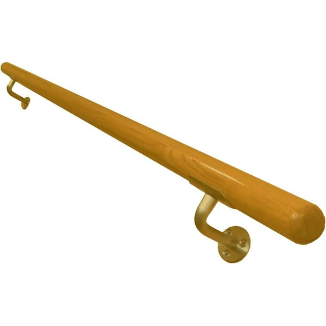 Wall Handrail 3 FT Long 2.0" Diameter Round Solid Wood Stair Handrail ...