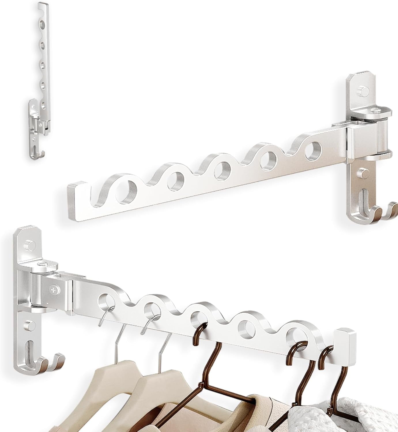Wall Hanger for Clothes, Coat Hanger Wall Mounted Silver Retractable ...