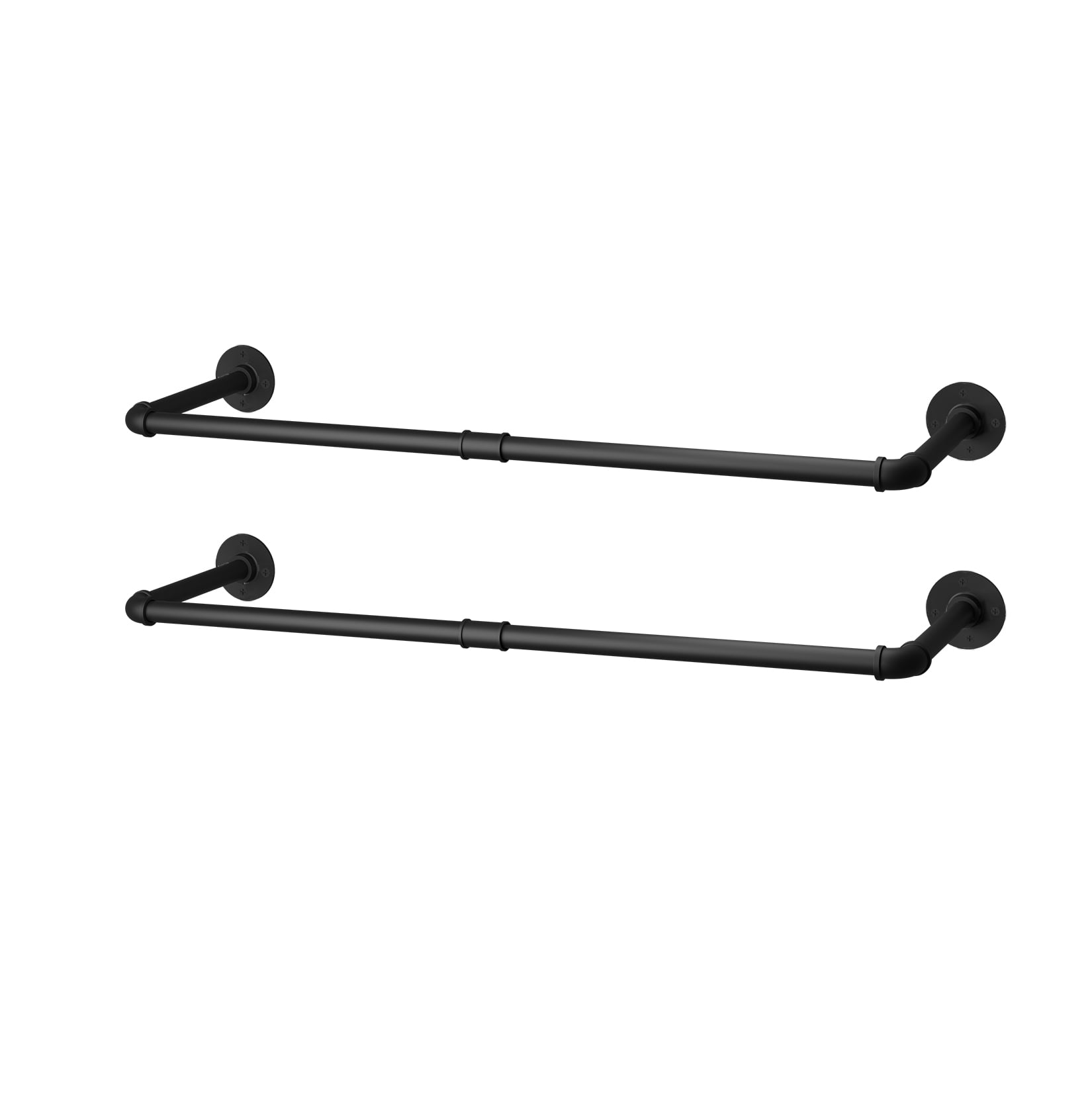 Wall Hanging Clothes Rail Set of 2 Industrial Pipe Metal Coat Hanging ...