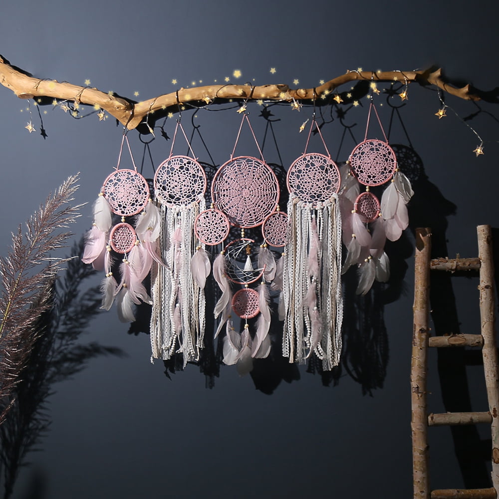 Wall Hanging Dream Catcher with LED Lights Handmade Woven Cotton 5PCS Wall Art Decor Ornament Bohemian Home Decoration Gift for Friends Family Walmart
