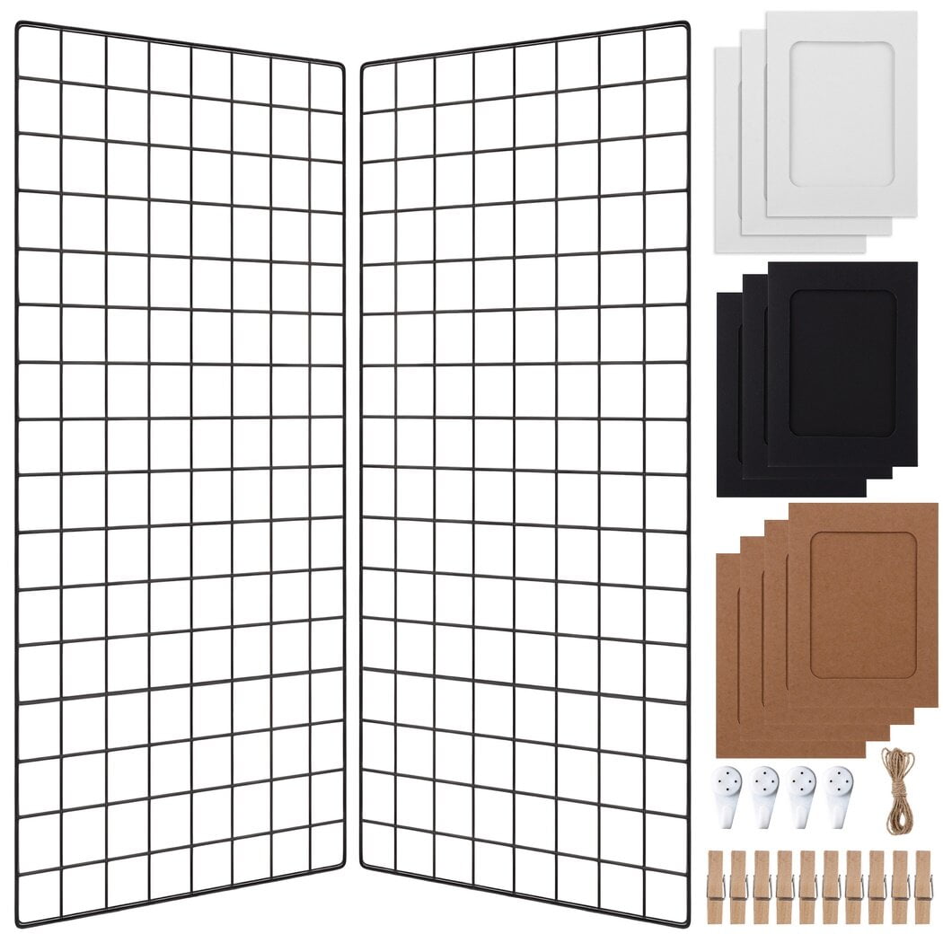 Wall Hanging Grid Holders with Accessories, Metal Wire Display Panels ...