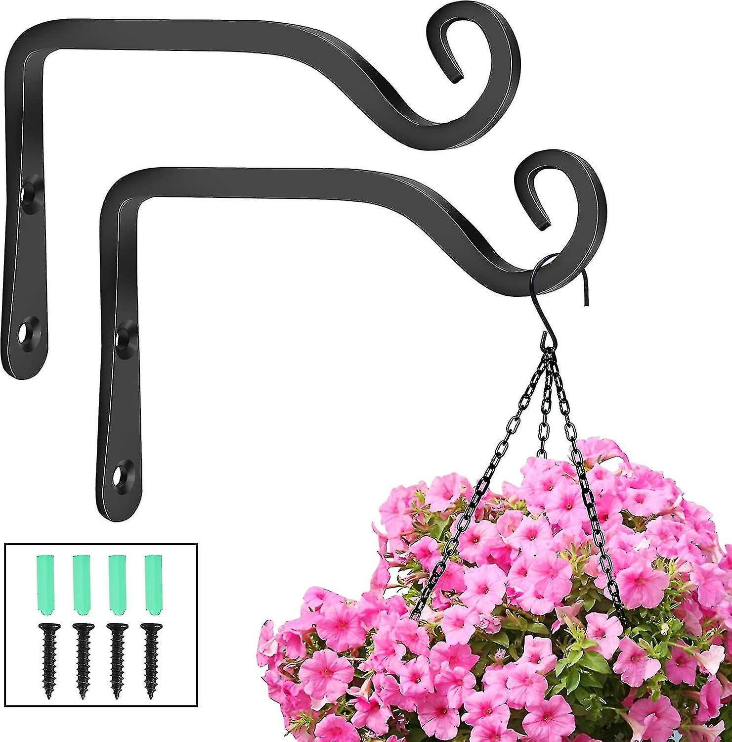 Wall Hanging Hooks, Metal Wrought Iron Hanging Basket Brackets ...