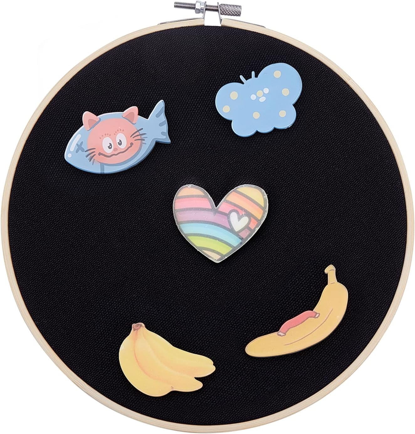 Wall Hanging Pin Collection Display Stand 7.87 inch Round Black Brooch ...