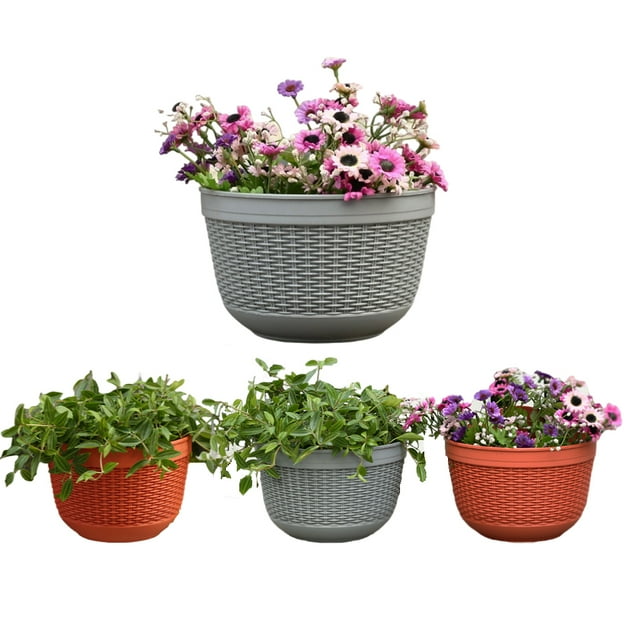 Wall Hanging Planter, 4 Pack Plastic Flower Plant Pots for Indoor ...