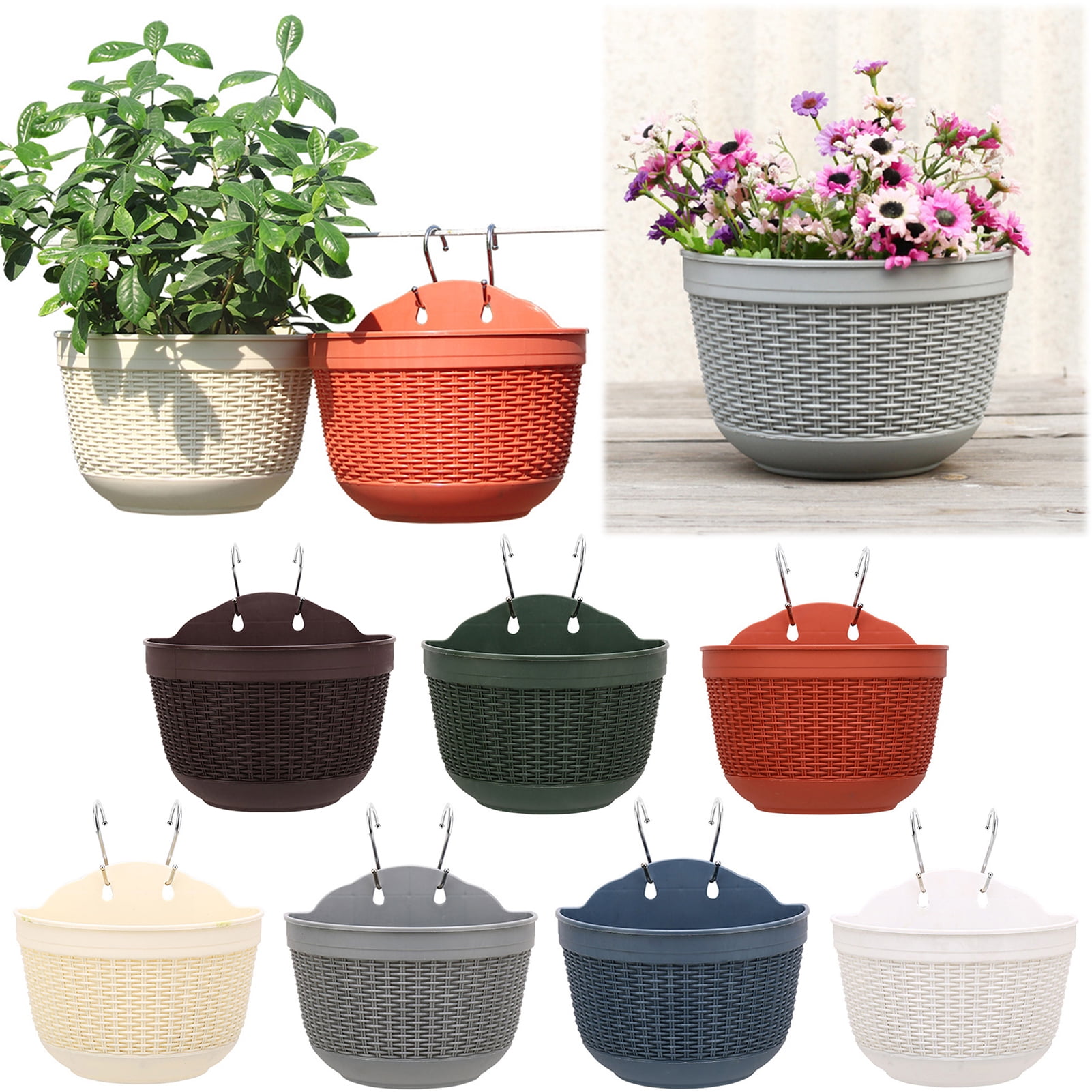 Wall Hanging Planter Railing Hanging Planter, PVC Plants Pot Wall ...