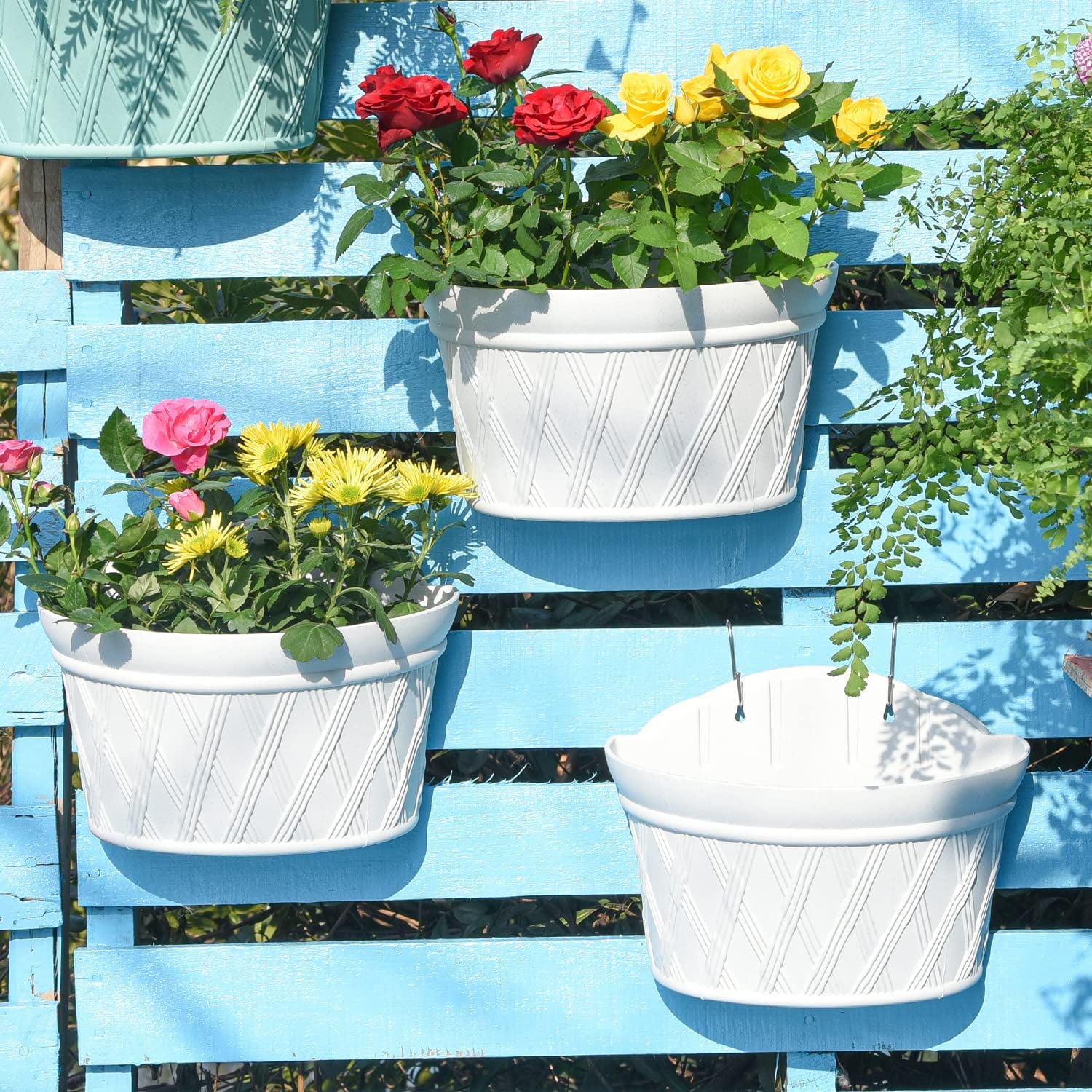 Wall Hanging Planters,11.5 Inch Hanging Flower Pots for Railing Fence ...