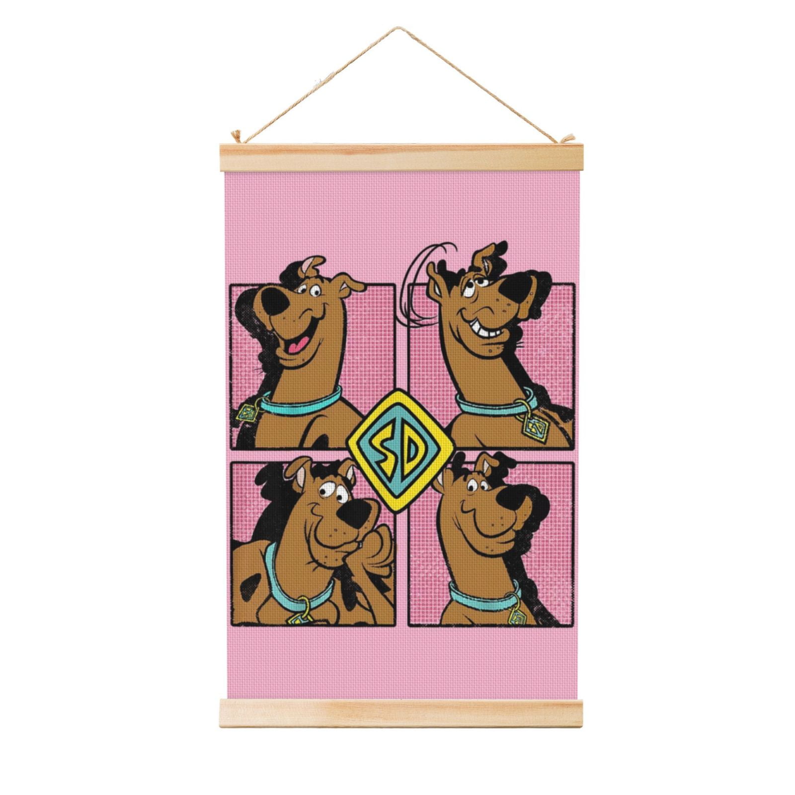 Wall Hanging Poster Scooby-Doo Canvas Artwork With Wooden Frame Scroll ...