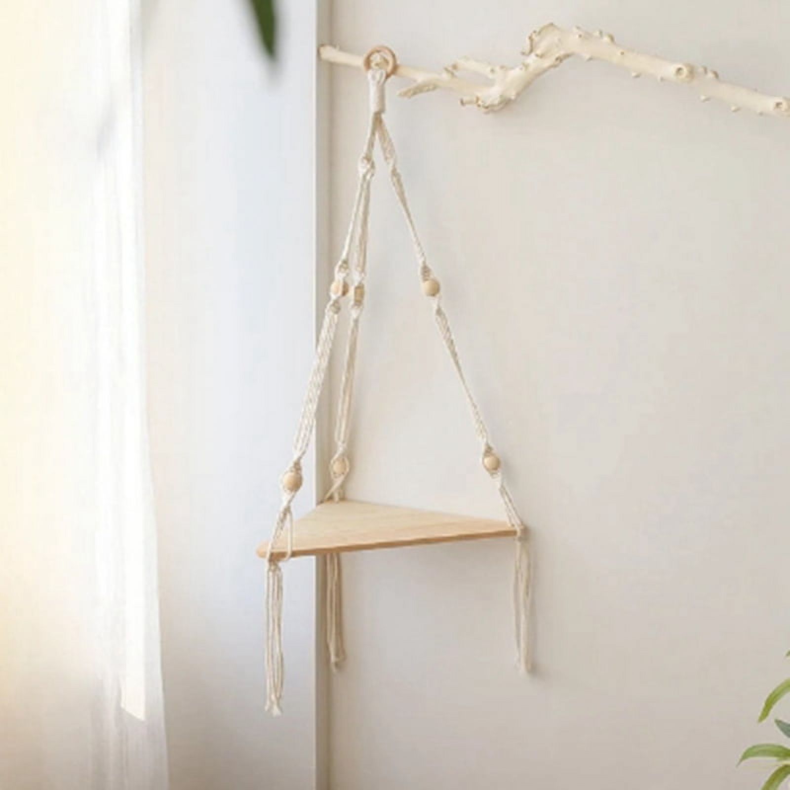 Wall Hanging Shelf Tassel Wood Decor Woven Wall Hanging Board Shelves ...