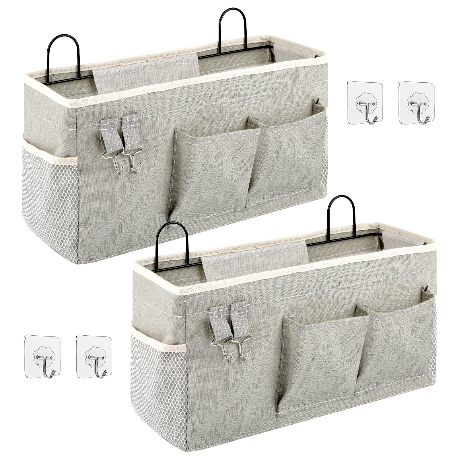 "Bevtee Wall Hanging Organizer, 2pcs Linen Storage Bags with Large ...