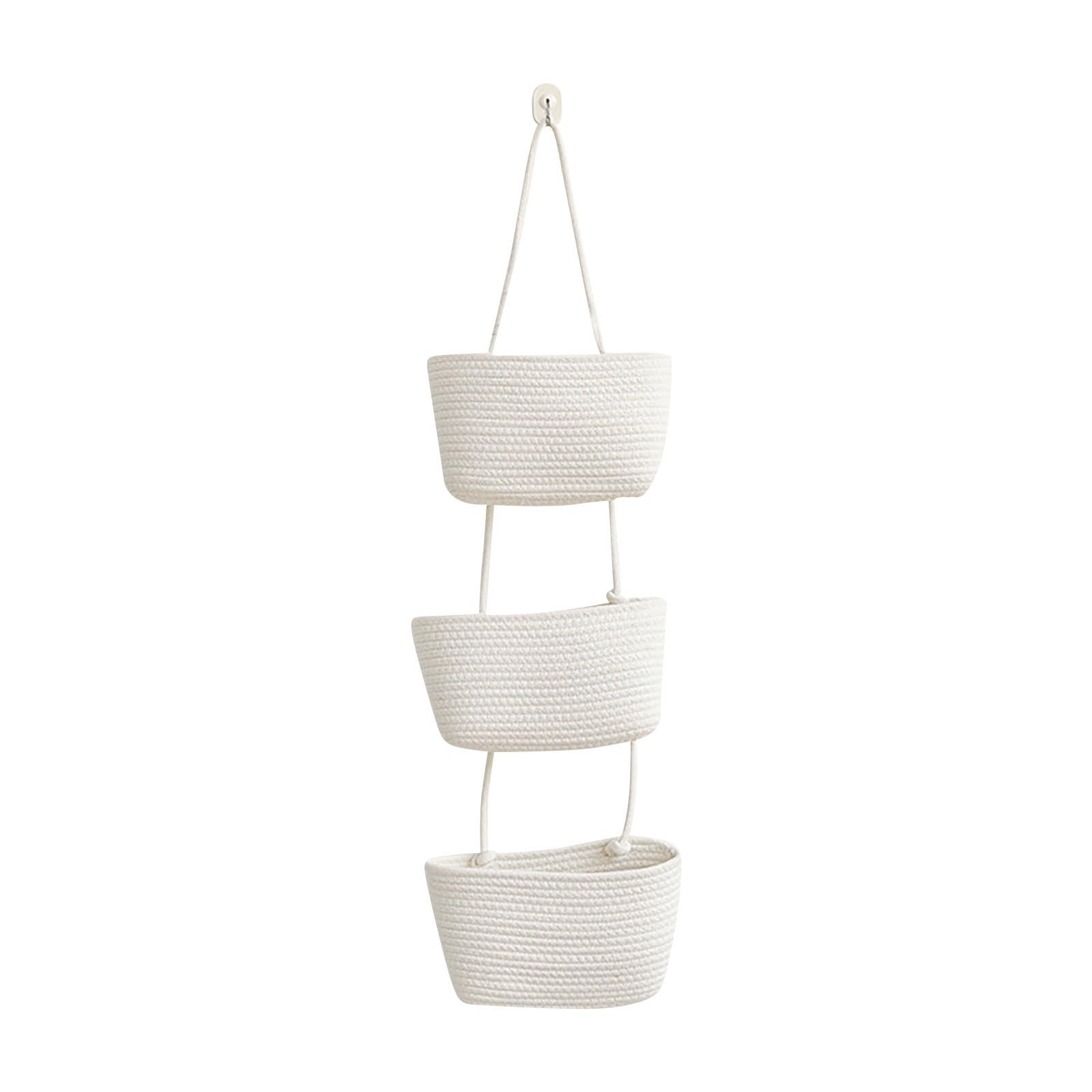 Wall Hanging Storage Basket, 3-Layer Hand Woven Rope Organizer for ...