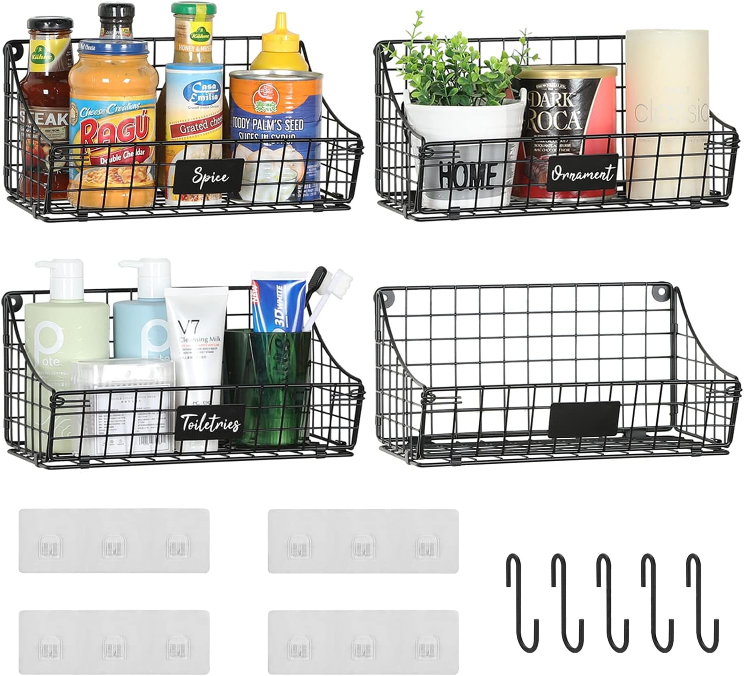 4 Pack Hanging Wall Basket for Organizing,X-cosrack Wall Metal Basket ...