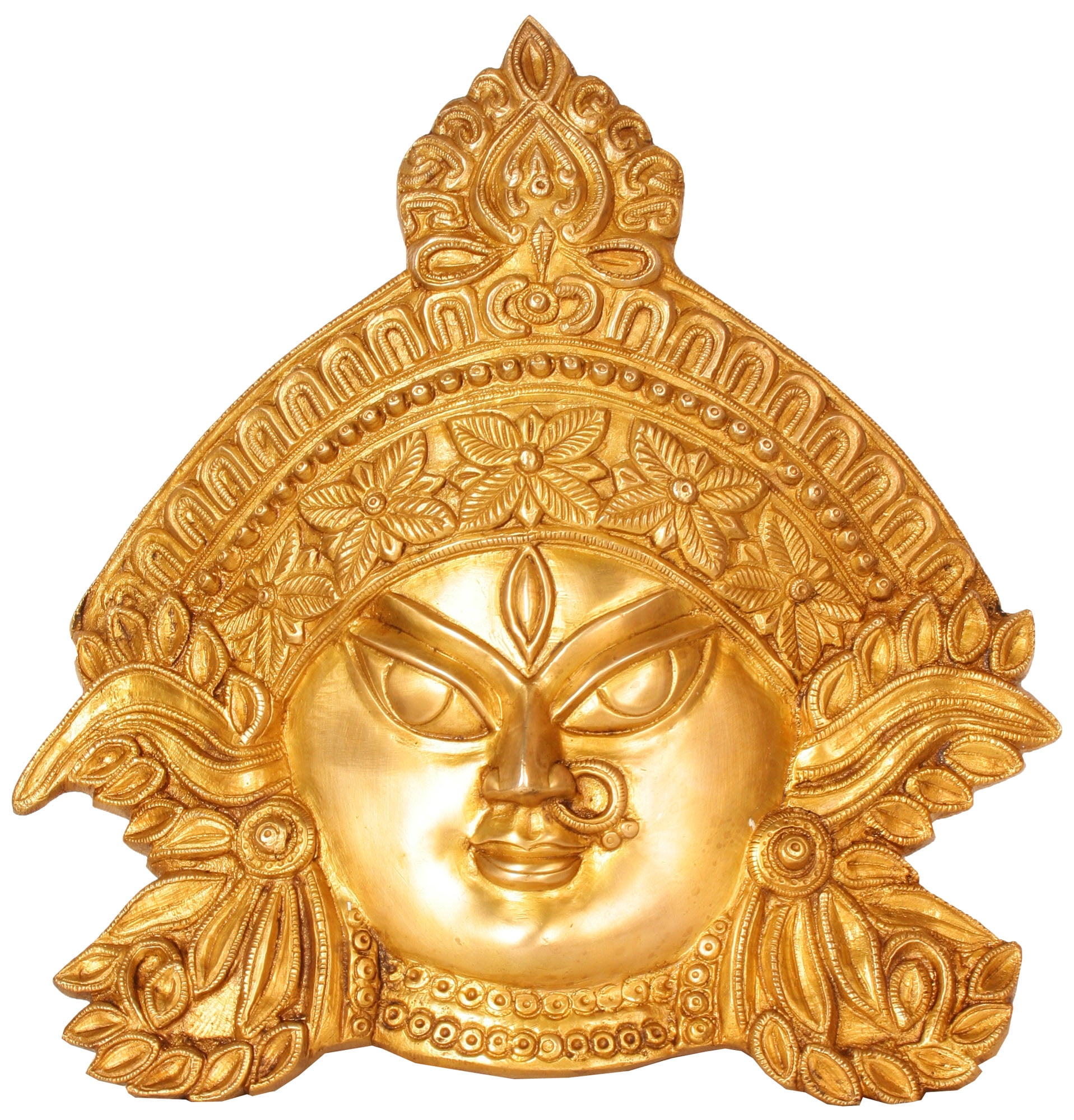 11" Kali Face Idol Brass Sculpture | Fierce Goddess Wall Hanging ...