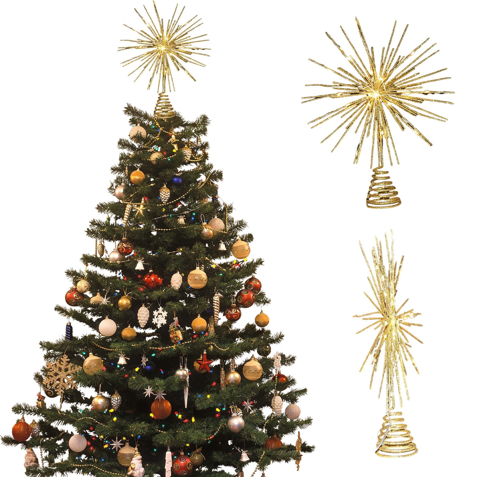 Wall Hangs,Christmas Tree Topper With LED Lights Electroplated ...