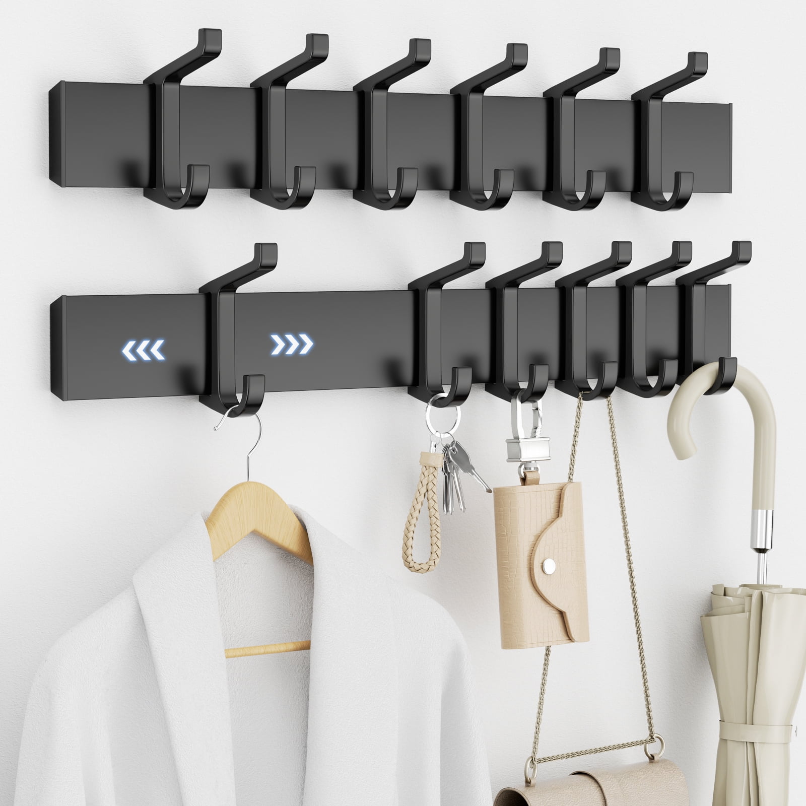 Walmart 2 Pack Adjustable Wall Hook Coat Rack: Black Hanging Storage ...