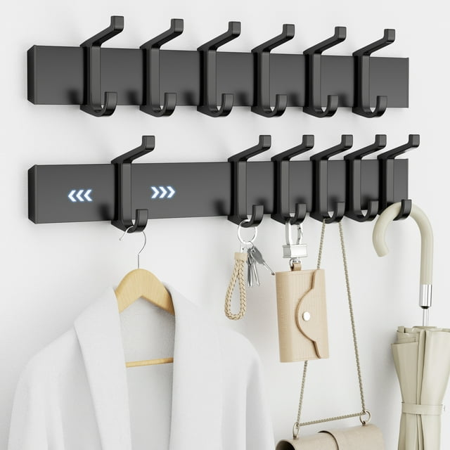 Walmart 2 Pack Adjustable Wall Hook Coat Rack: Black Hanging Storage ...