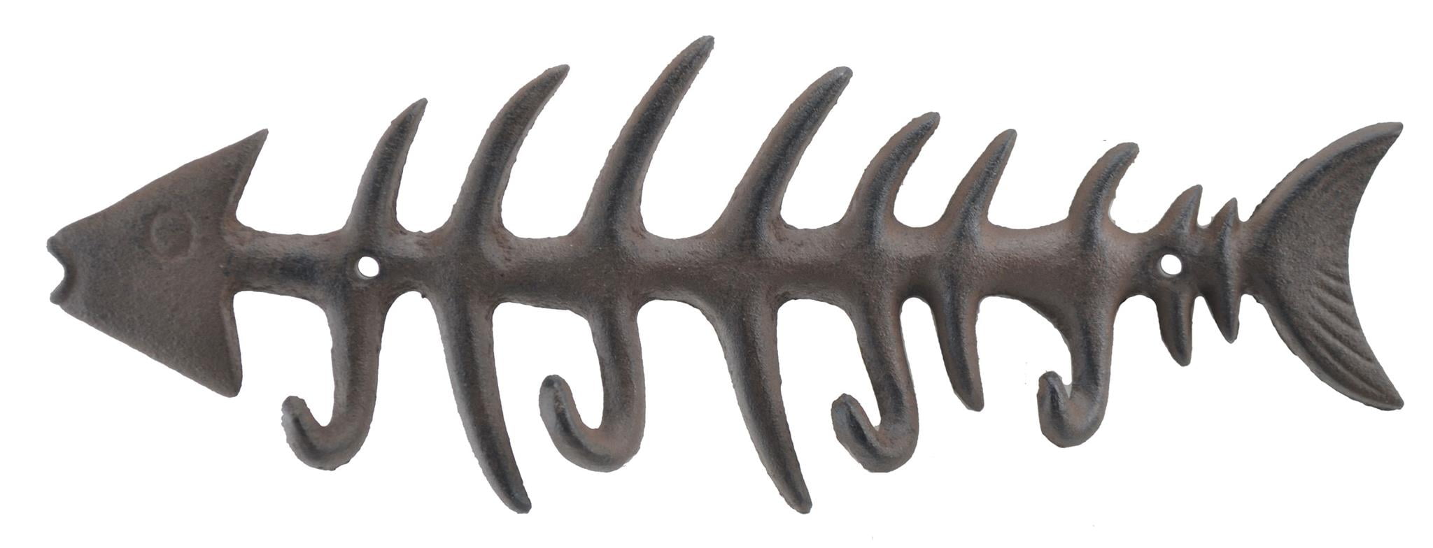 Wall Hook Rack Fish Bone Skeleton Cast Iron 13.75" Wide by Flag Emotes ...