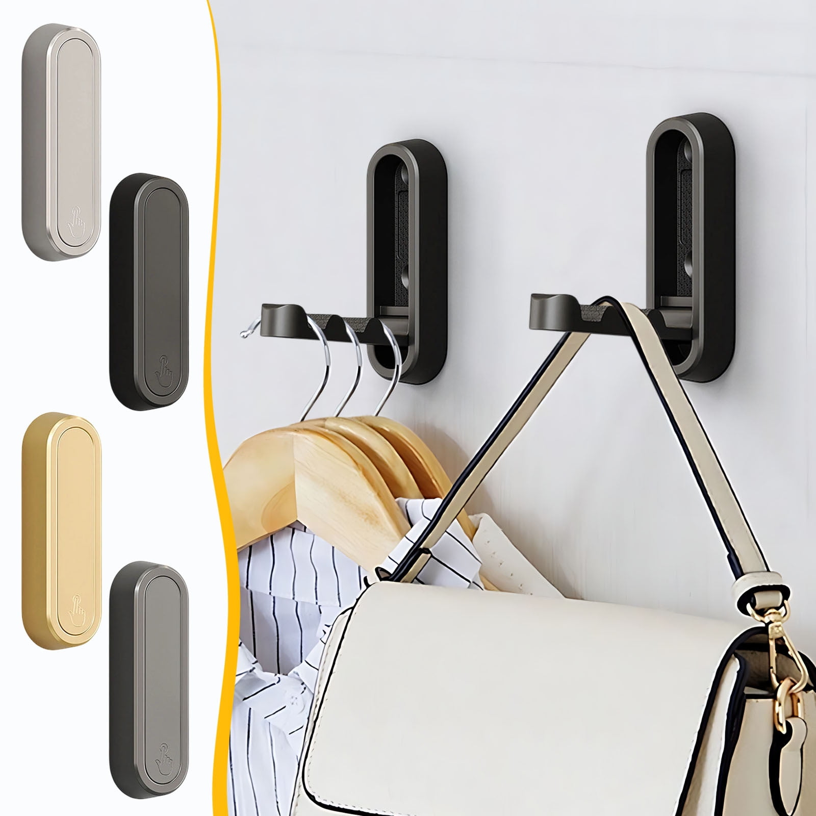 Wall Hook Retractable,Foldable Wall Hooks,No-Drill Heavy Duty Coat ...
