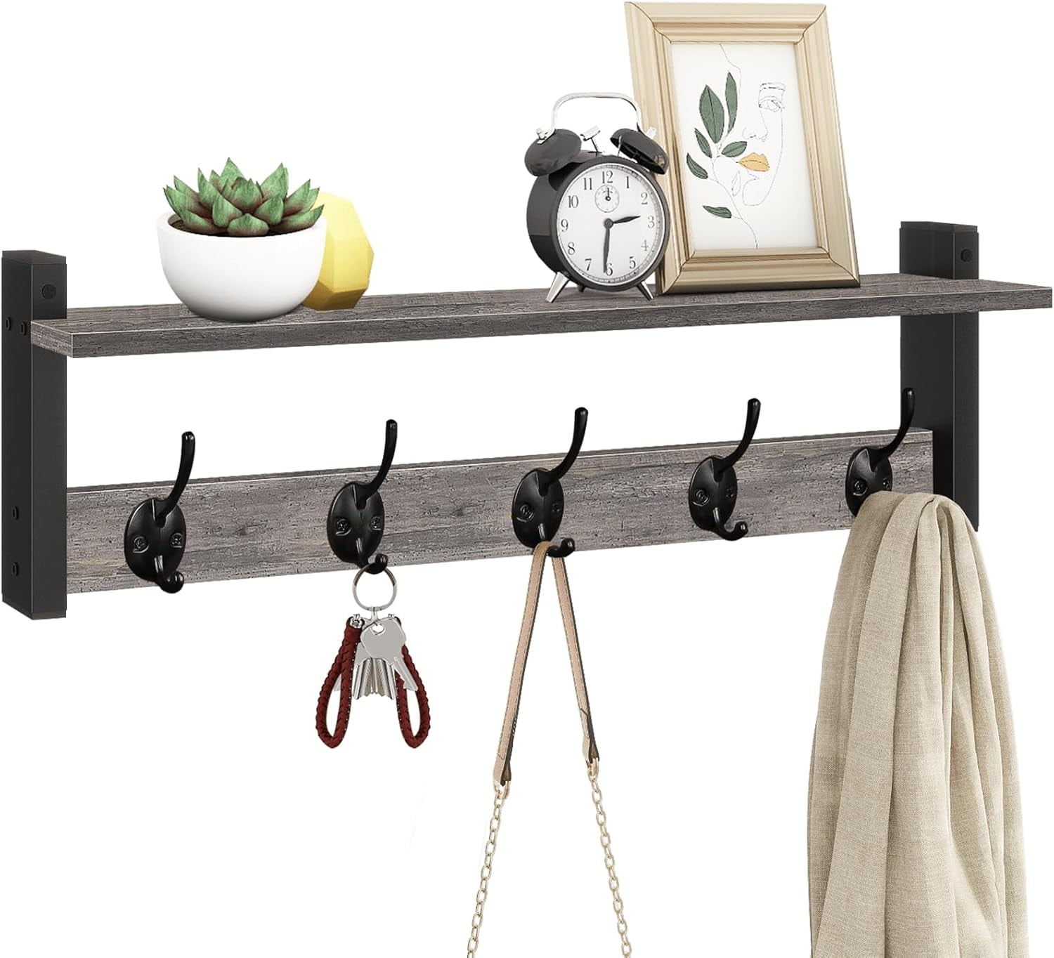 Wall Hooks With Shelf, 24 Inch Coat Rack Wall Mount for Entryway ...