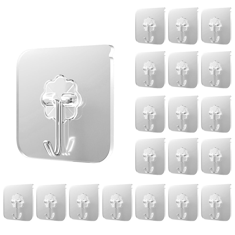 Wall Hooks Transparent Reusable Seamless Hooks,Waterproof and Oilproof ...
