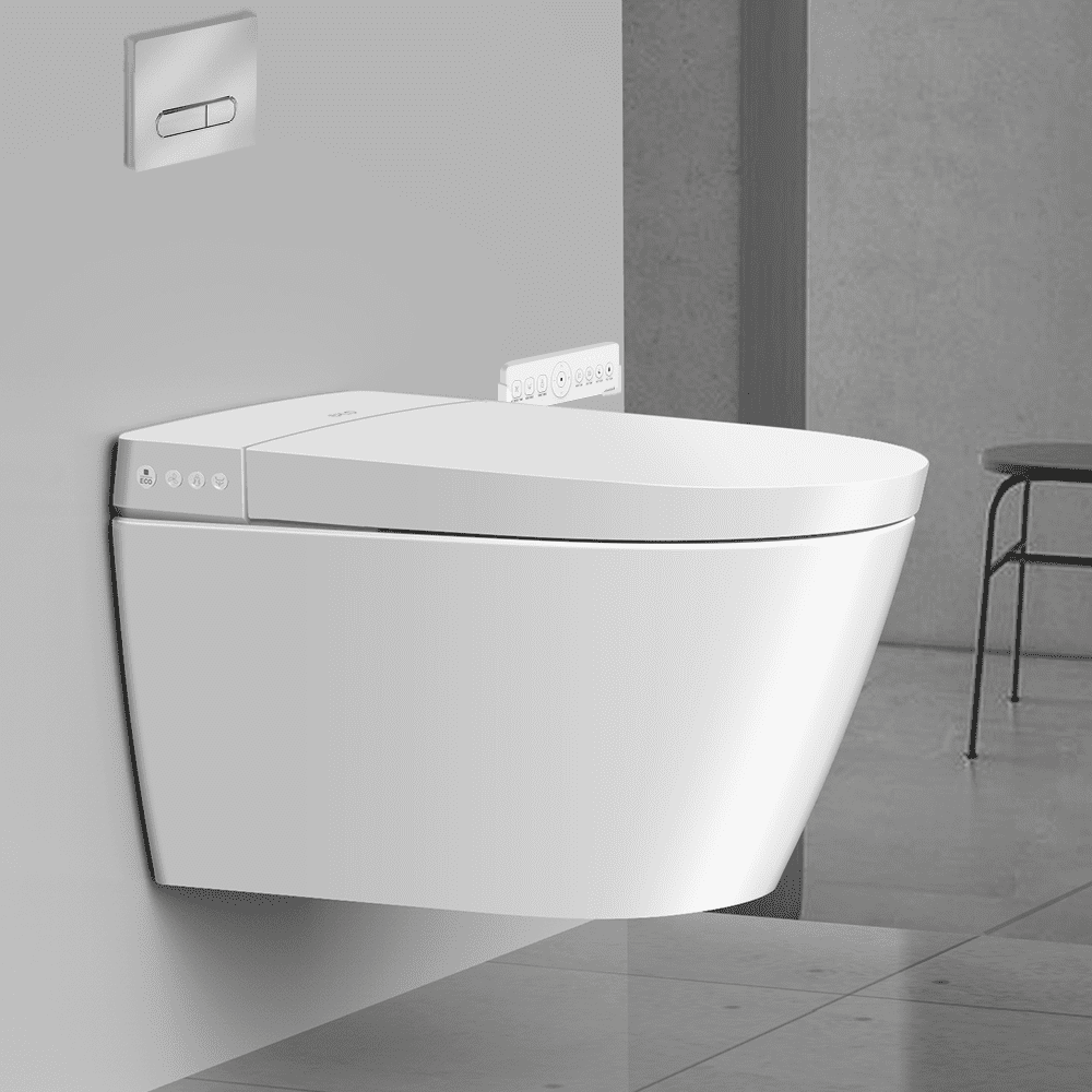 Wall-Hung Smart Toilet with Bidet Built in, Heated Seat, Elongated Smart Bidet Toilet Wall ...
