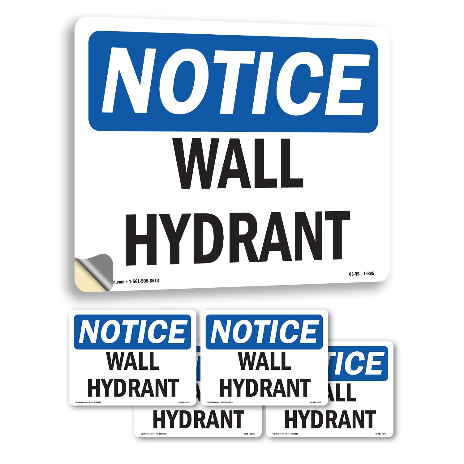 Wall Hydrant OSHA Notice Vinyl Decal Label 5 Inch x 3.5 Inch - 5 Pack ...