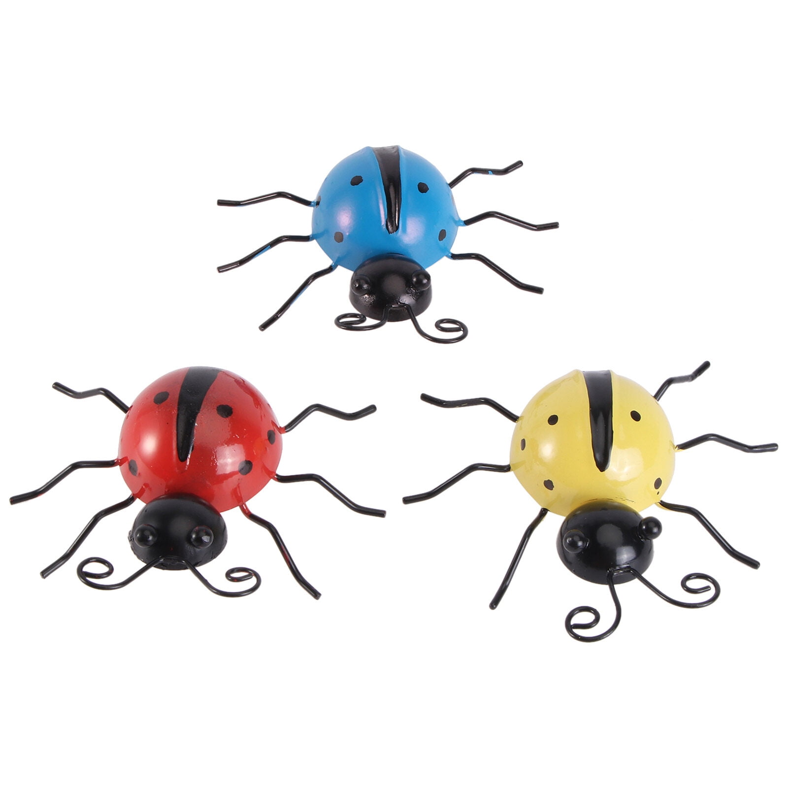 Wall Ladybug, 3Pcs Outdoor Simulated Ladybug Figurines Metal Garden ...