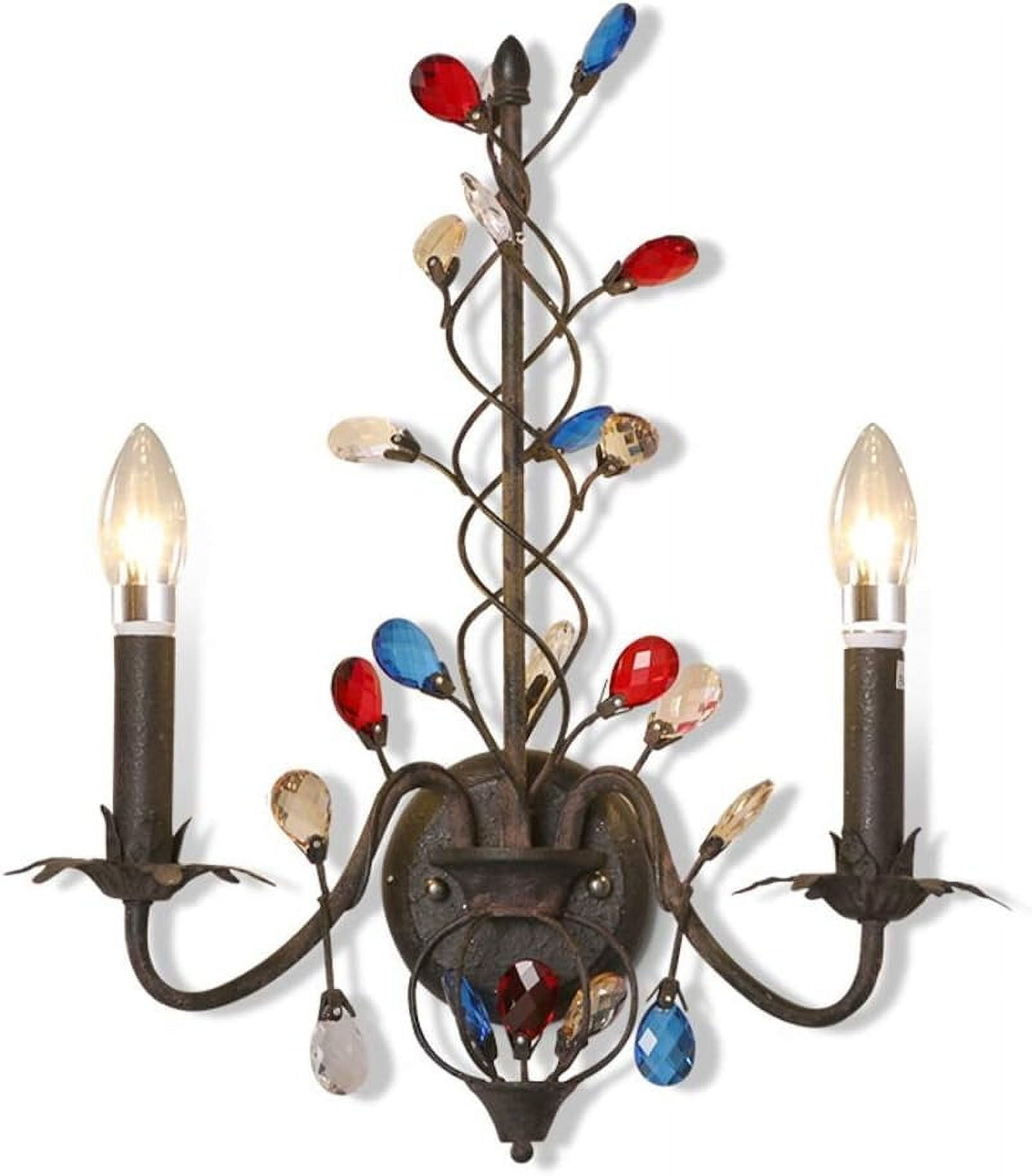 Wall Lamps,Bracket Light Crystal Wrought Iron Wall Lamp Mediterranean ...