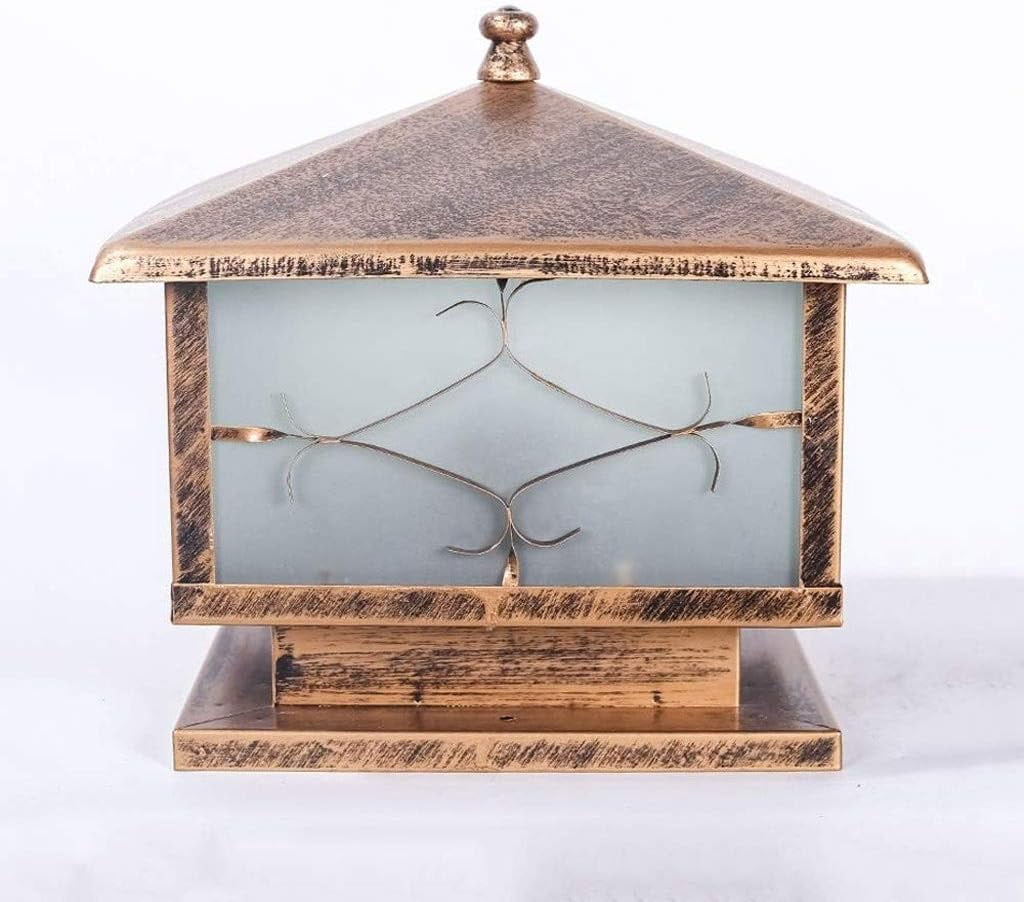 Wall Lamps,Bronze Pedestal Courtyard Lamp, Waterproof Iron Rust-Proof ...