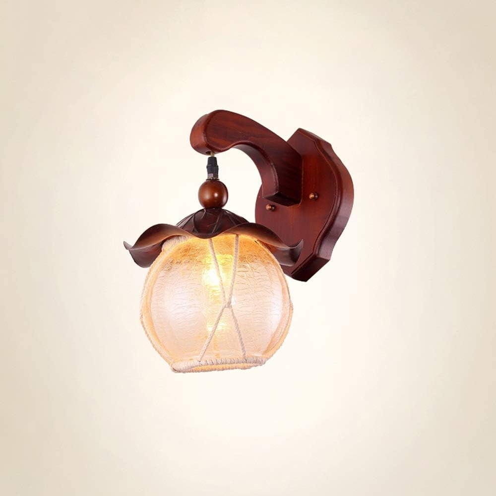 Wall Lamps,European Style Retro Mediterranean Solid Wood Lantern Creative Hemp Rope Wall Light ...