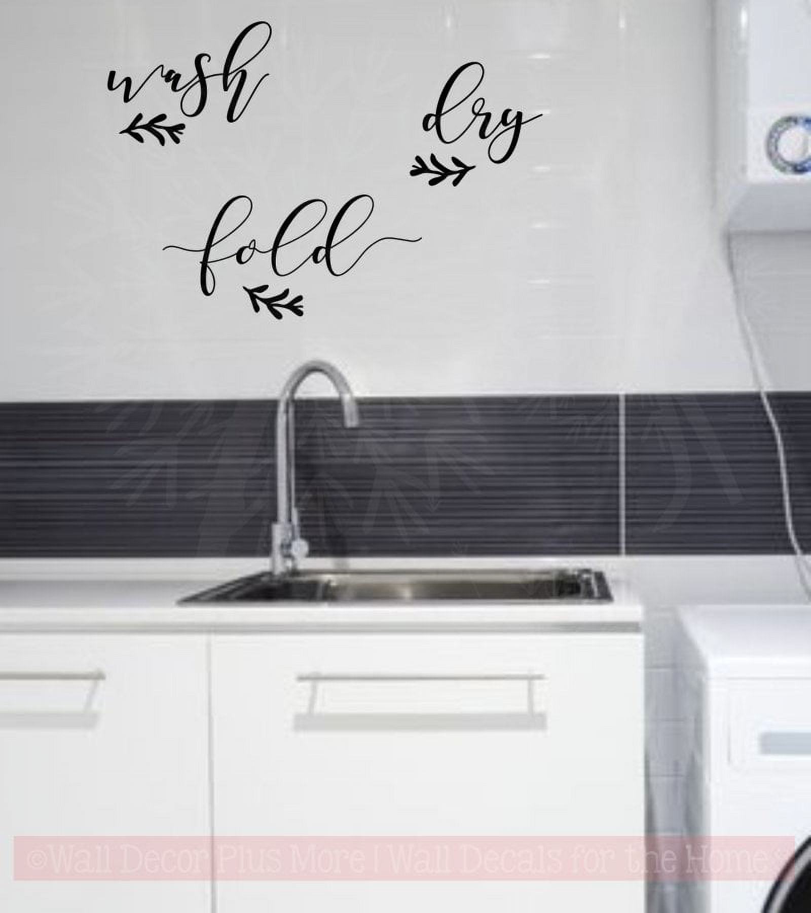 Wall Letters Wash Dry Fold Laundry Room Decor Words Wall Decals Sticker ...
