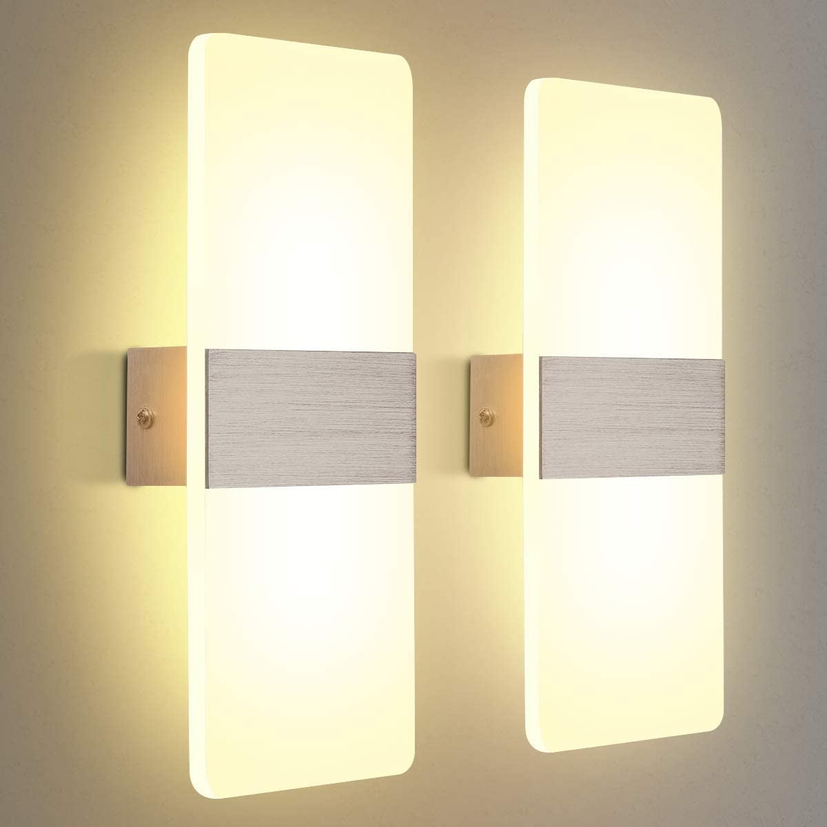 Wall Light LED Indoor Pack of 2 12W Wall Lamp Acrylic Wall Lighting ...