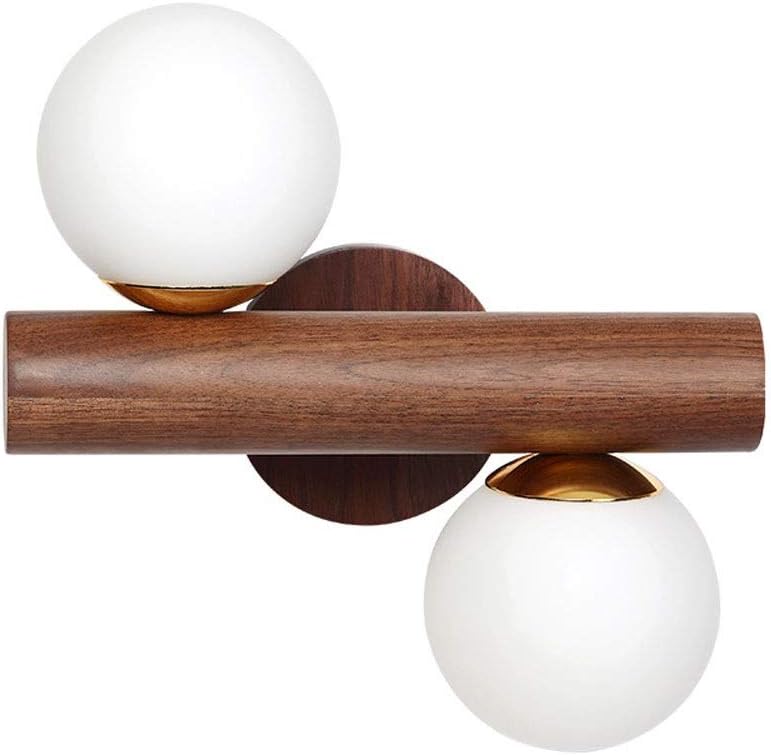 Wall Light Modern Wood Wall Lamp White Globe Shade Simple Wall Sconce ...