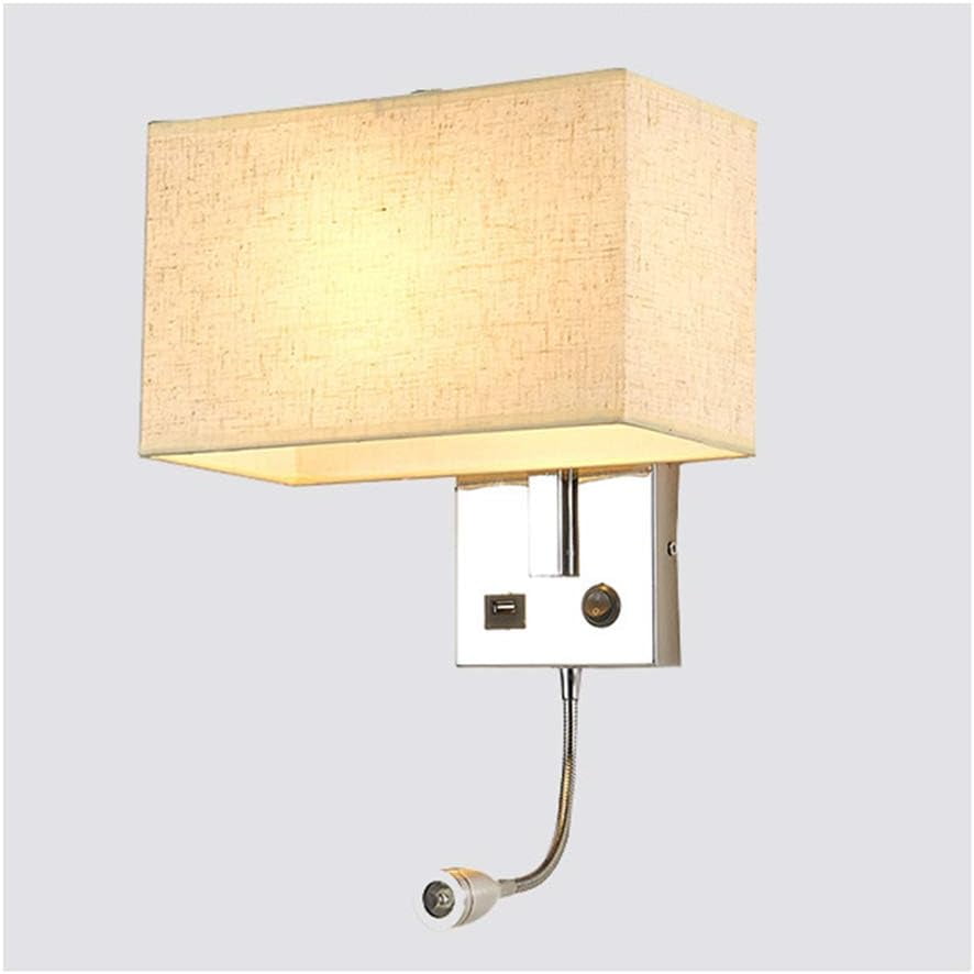 Wall Light, Wall Lamp, Bedside Wall Light with USB Charging Port Metal ...