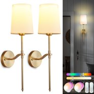 Ralbay Gold Battery Operated Wall Sconce Set of Two,3 Colors Dimmable ...