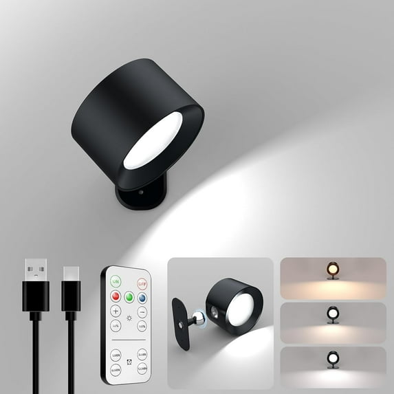 Wall Lights Operated Wall Sconce, 3 Color Temperatures & 3 Brightness ...