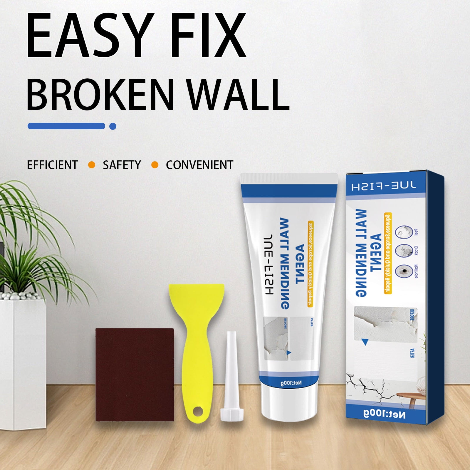 Wall Mending Agent,Drywall Repair Kit With Scrapper, Water Penetration, Avoid Moisturerelated ...